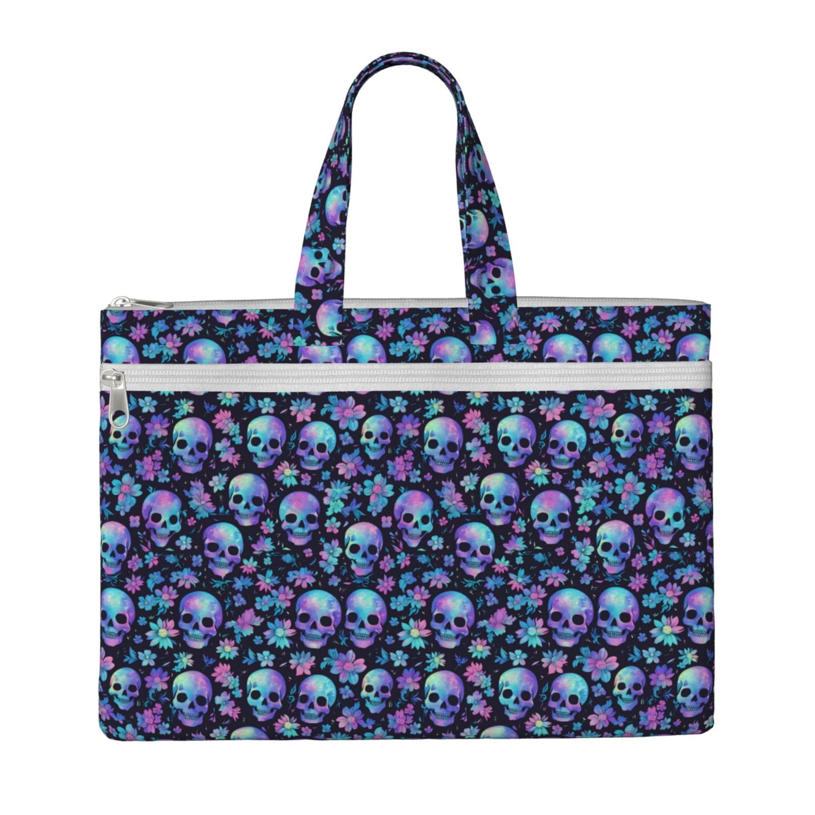 Kdxio Skull purple flower File Tote Document Bag Business Briefcase Bag ...
