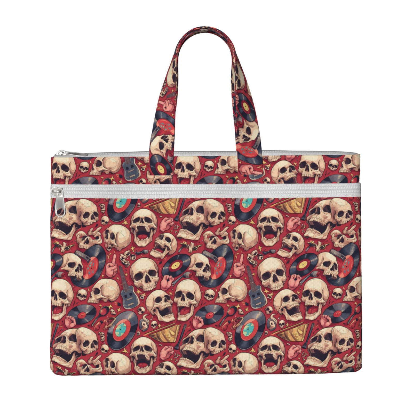 Kdxio Skull record Guitar music File Tote Document Bag Business ...