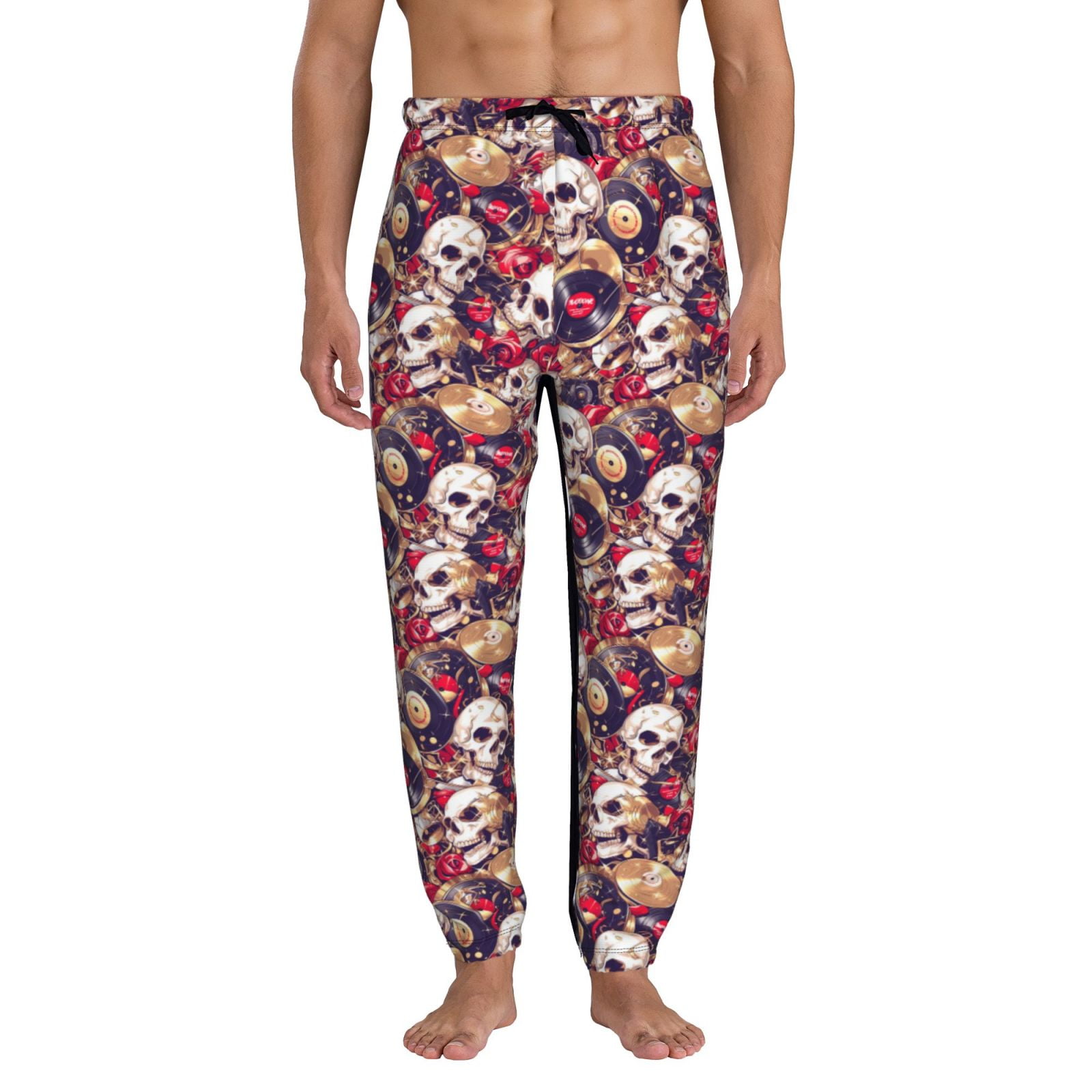 Kdxio Skull record artist Pattern Joggers,Sweatpants for Men with ...
