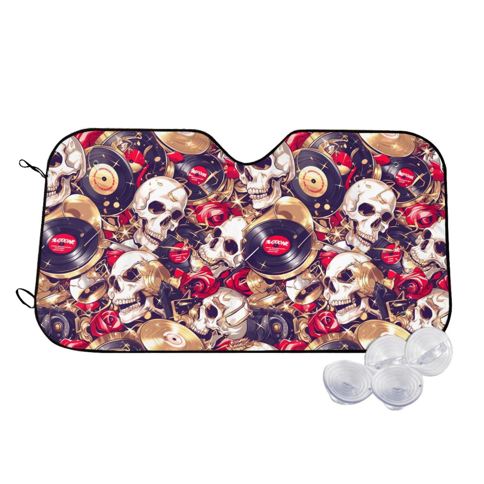 Kdxio Skull record artist Print Windshield Sun Shade,UV Rays and Sun ...