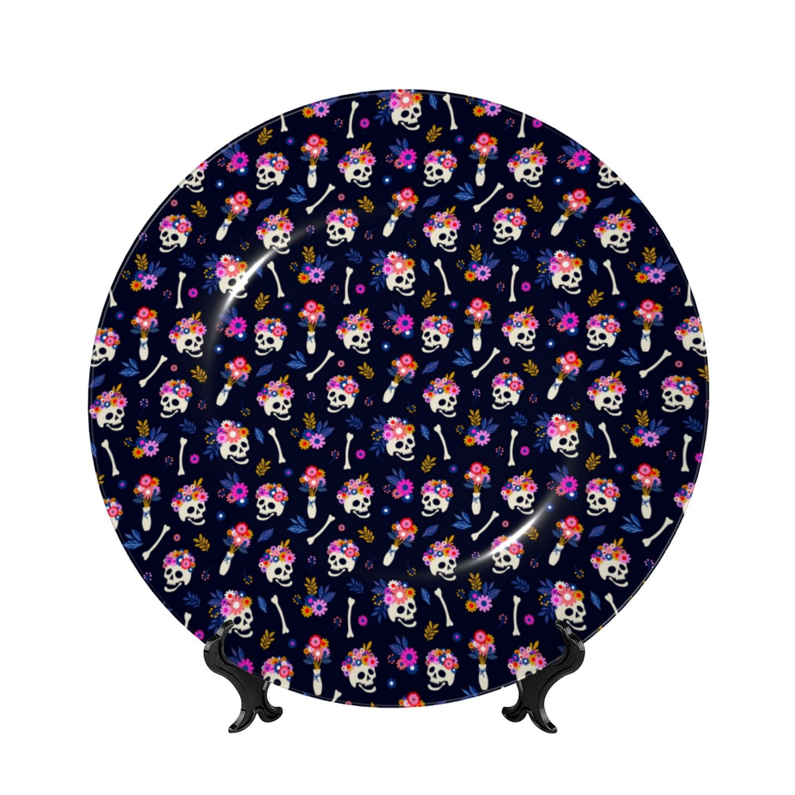 Kdxio Skulls In Floral Bone China Decorative Plate Ceramic Decorative ...