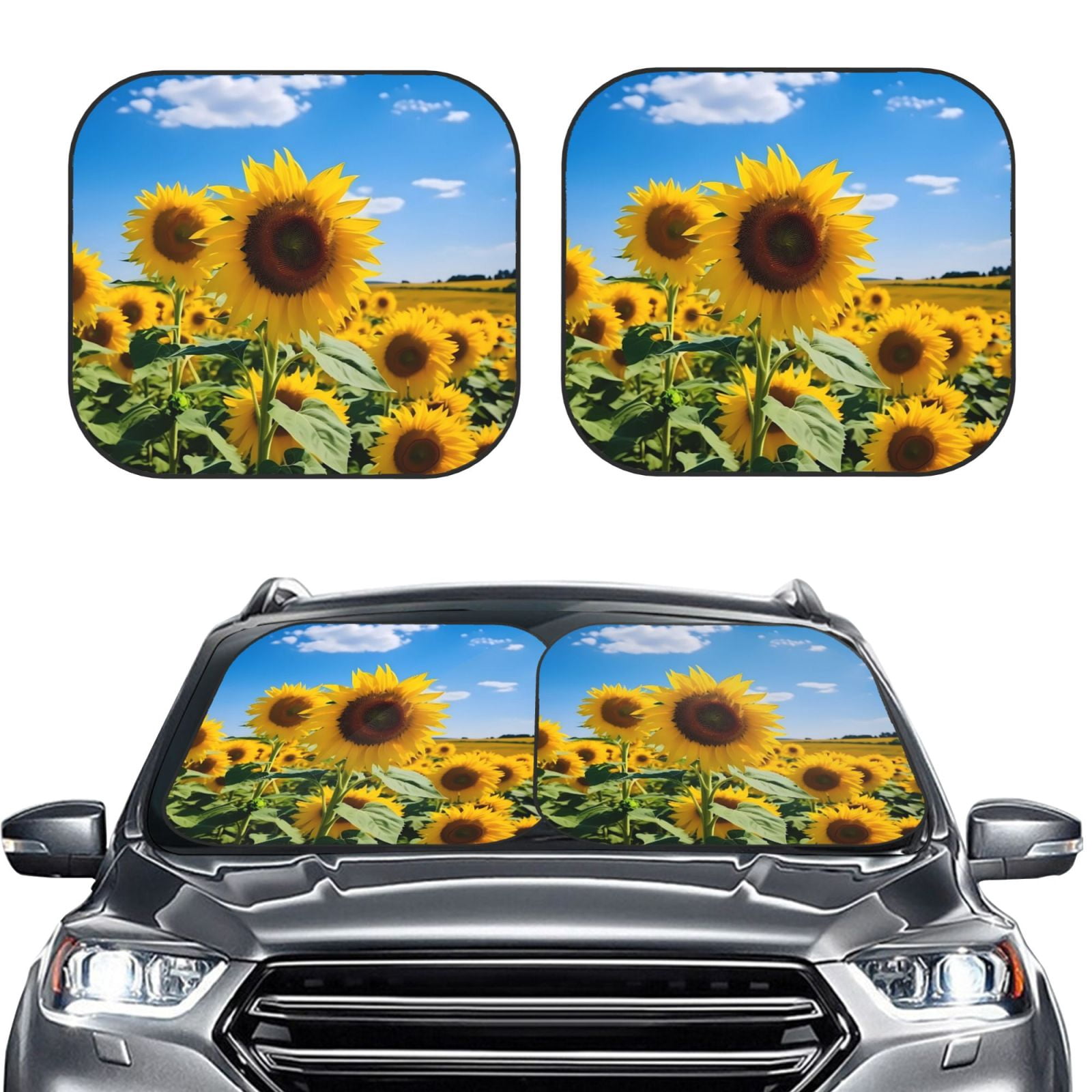 Kdxio Sky Golden Sunflower Field B Print 2-Piece Sun Shade Front ...