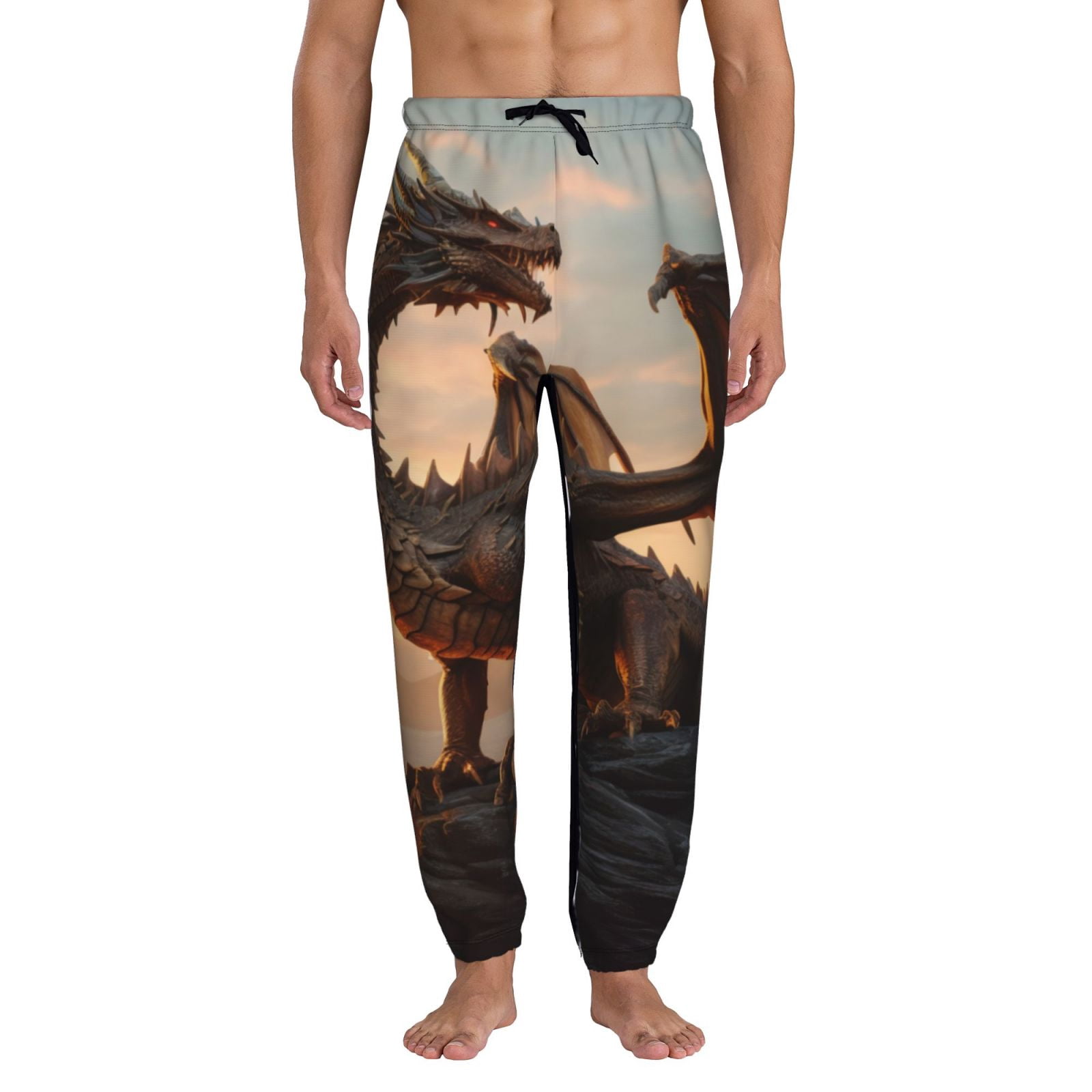 Kdxio Sky Sunset Bronze Dragon Pattern Joggers,Sweatpants for Men with ...