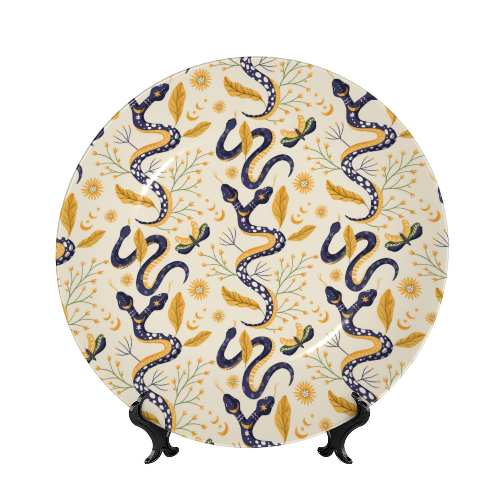 Kdxio Snake And Floral Bone China Decorative Plate Ceramic Decorative ...