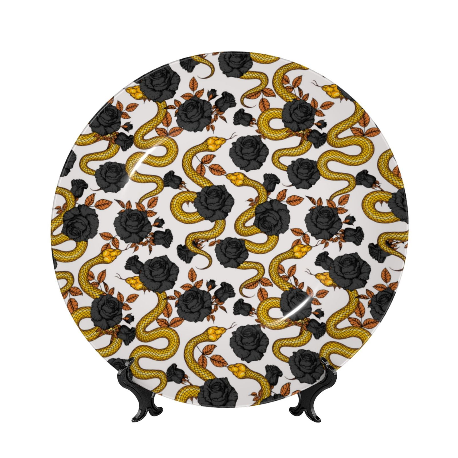 Kdxio Snake And Rose Bone China Decorative Plate Ceramic Decorative ...