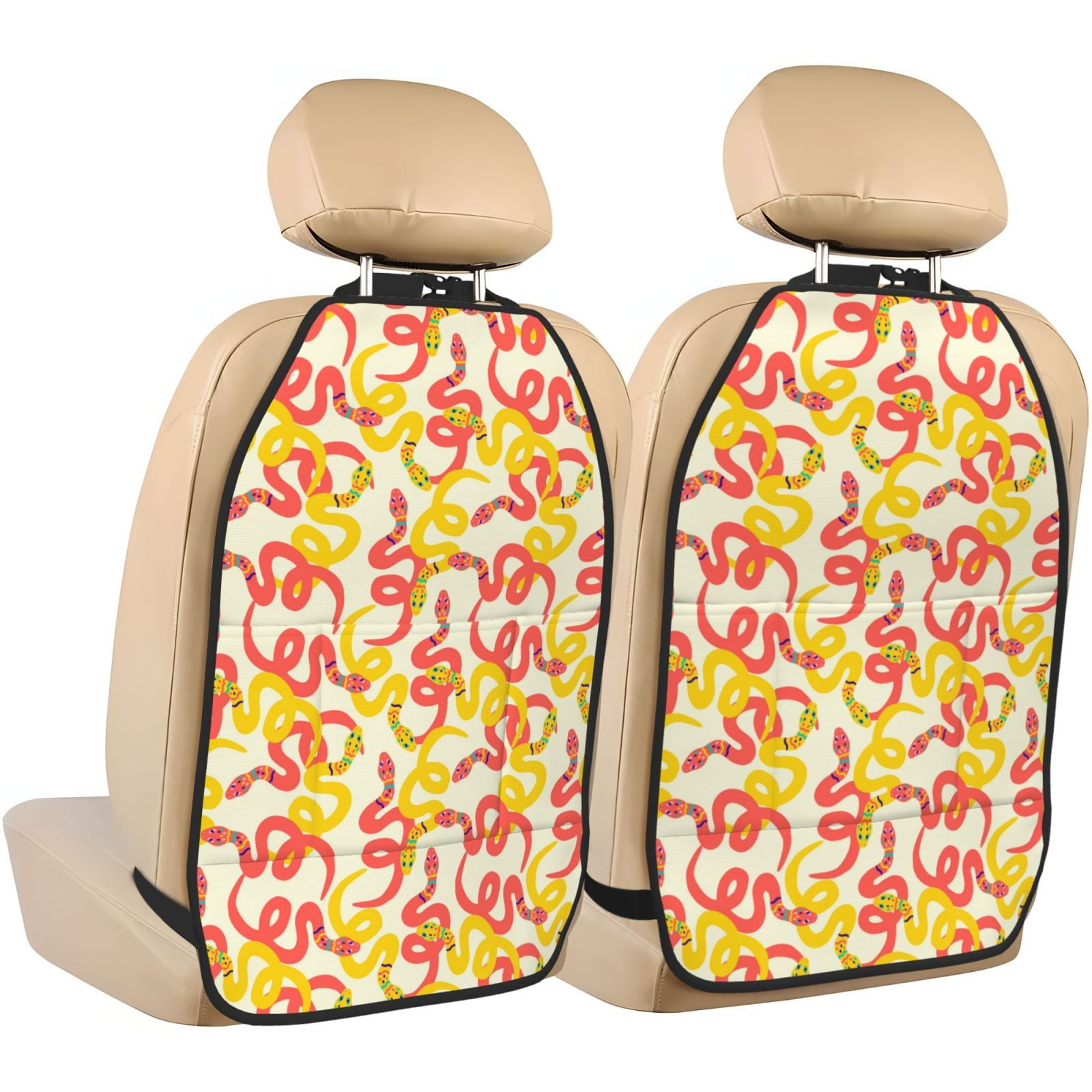 Kdxio Snake Print 2 Pack Car Kick Mat Seat Cover Back Protector Mat ...