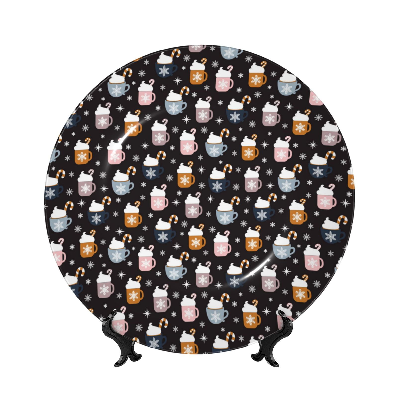 Kdxio Snowflake Cream Hot Cocoa Bone China Decorative Plate Ceramic ...