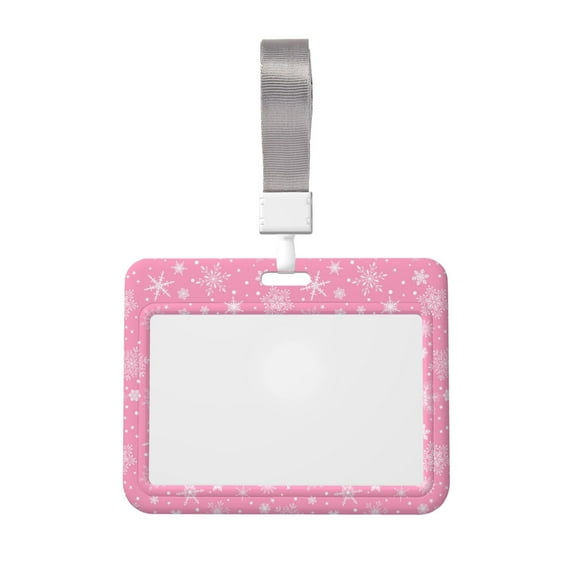 Kdxio Snowflake pink backgrounds Card Badge Holder Work Badge Sleeve ...