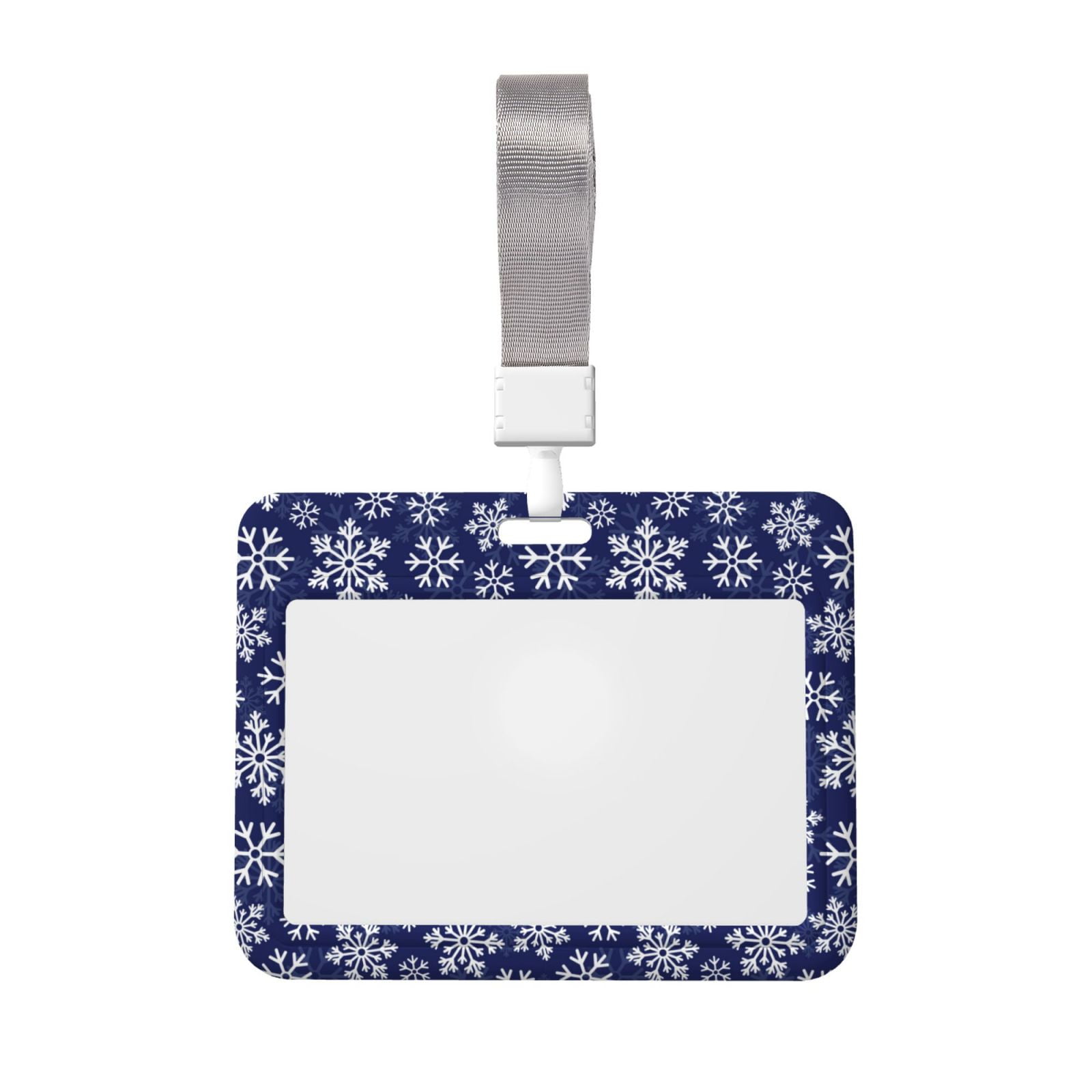 Kdxio Snowflakes On Dark Blue Card Badge Holder Work Badge Sleeve for ...