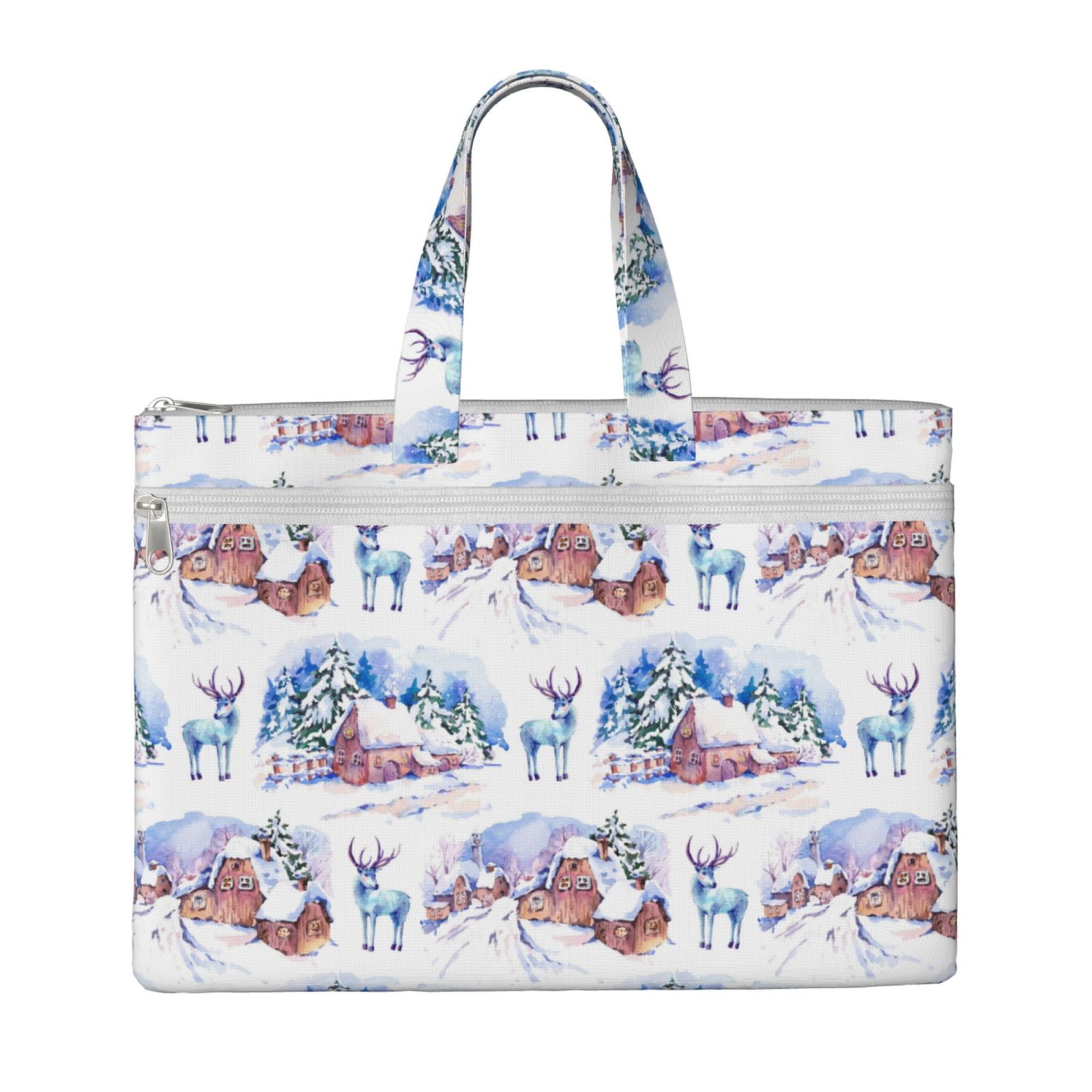 Kdxio Snowy Cottage Holiday Scene File Tote Document Bag Business ...