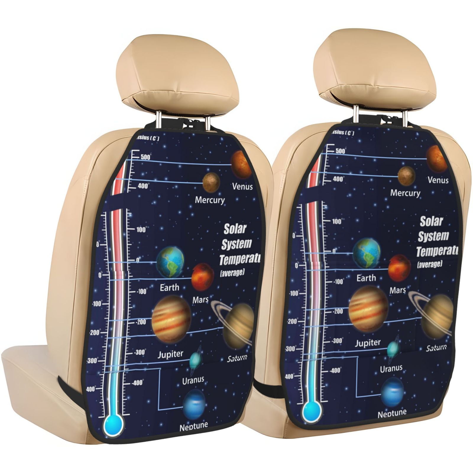 Kdxio Solar System Print 2 Pack Car Kick Mat Seat Cover Back Protector ...