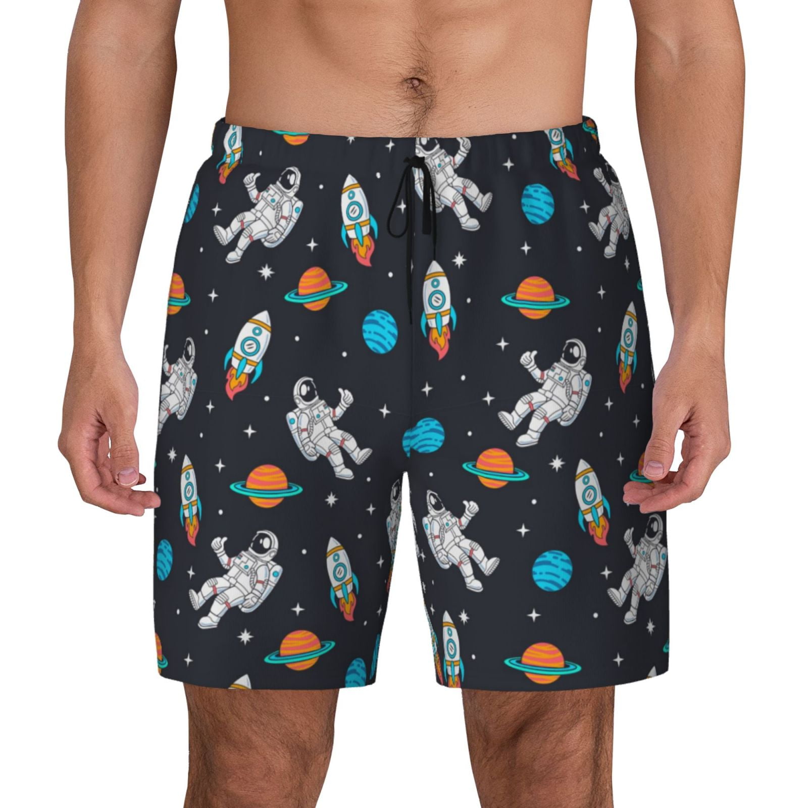 Kdxio Space Print Men's Swim Trunks with Compression Liner 7 Inch ...