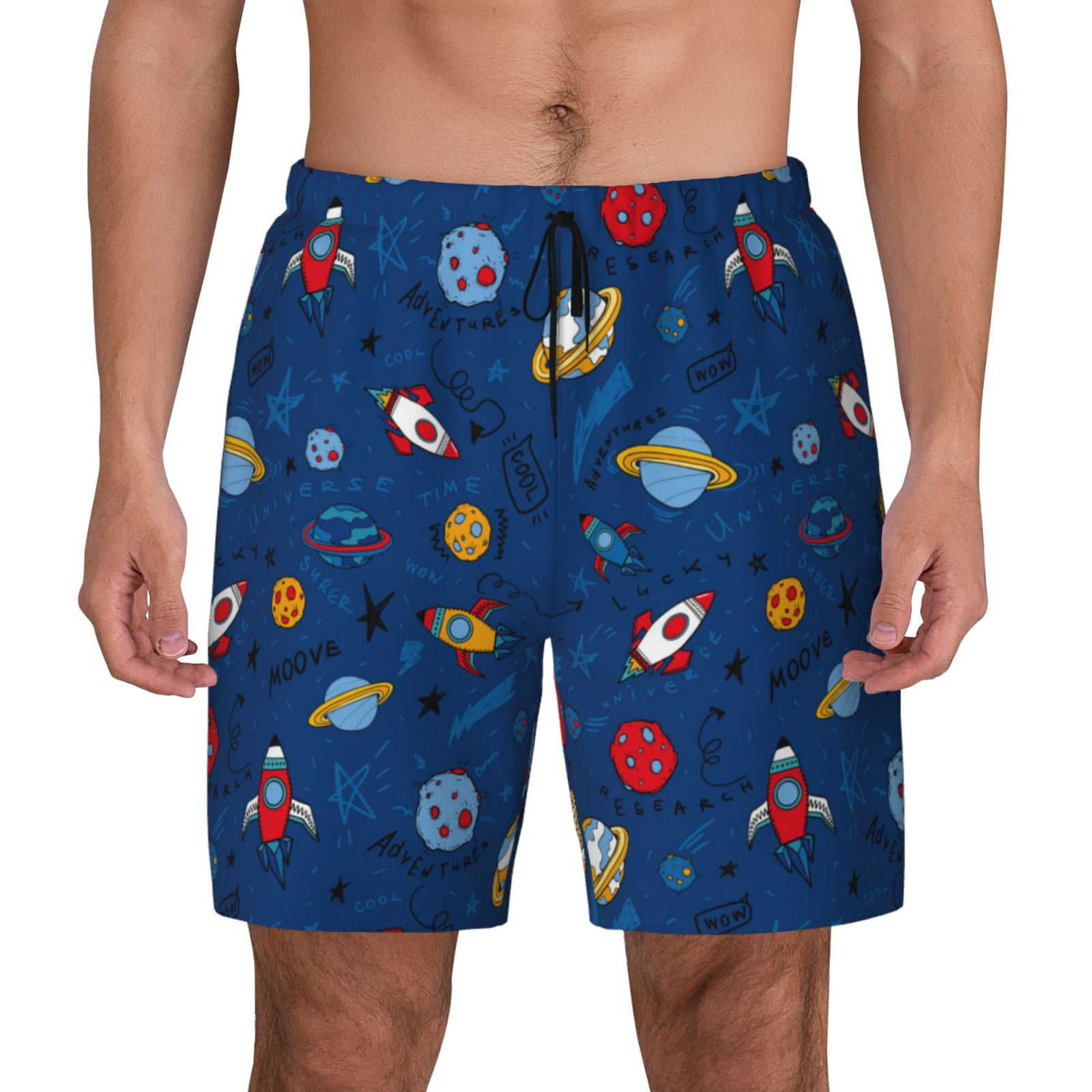 Kdxio Space Print Men's Swim Trunks with Compression Liner 7 Inch ...