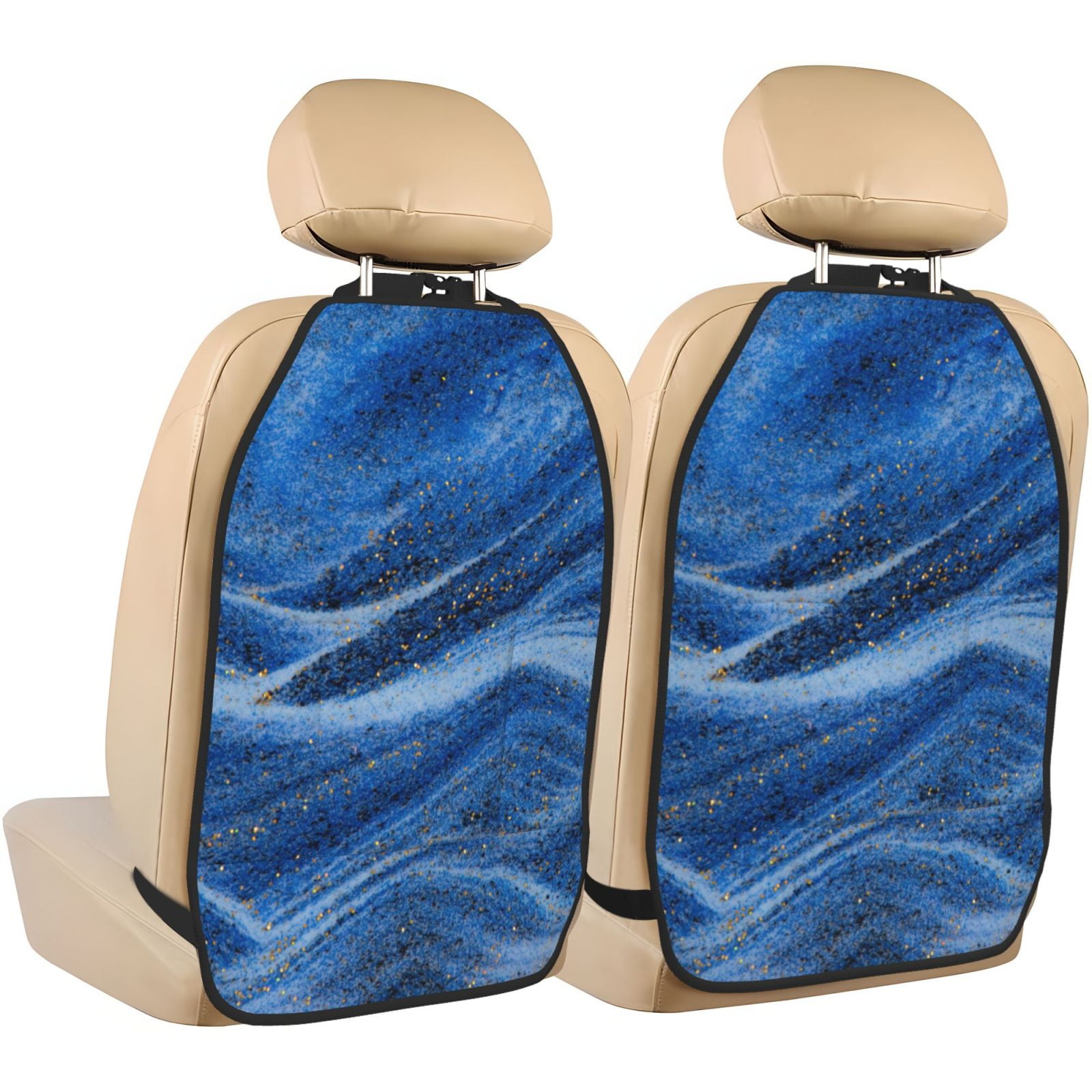 Kdxio Sparkling With Blue Print 2 Pack Car Kick Mat Seat Cover Back ...