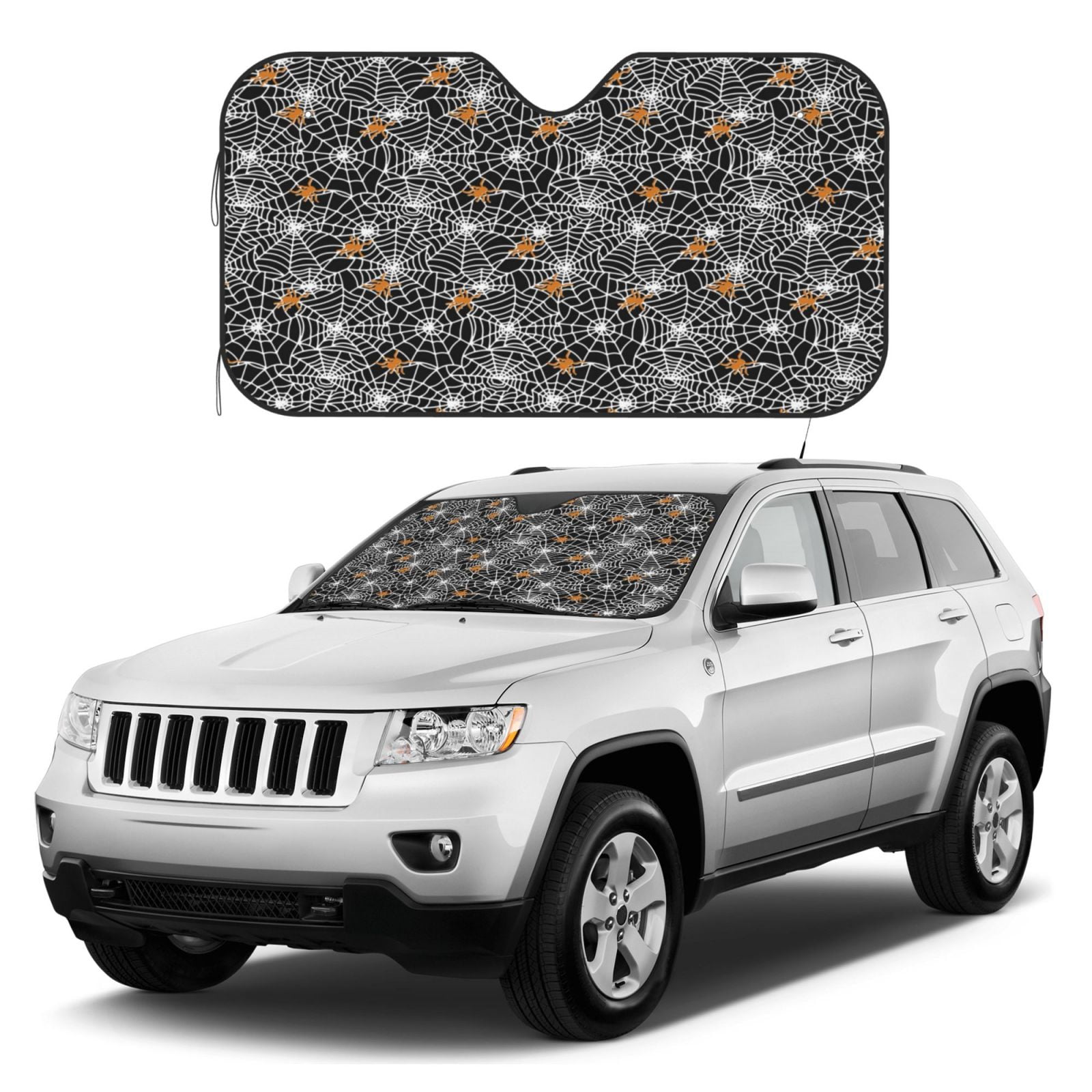 Kdxio Spider Cobweb Print Windshield Sun Shade, Foldable Sun Blocker for Car,Truck,SUV ...