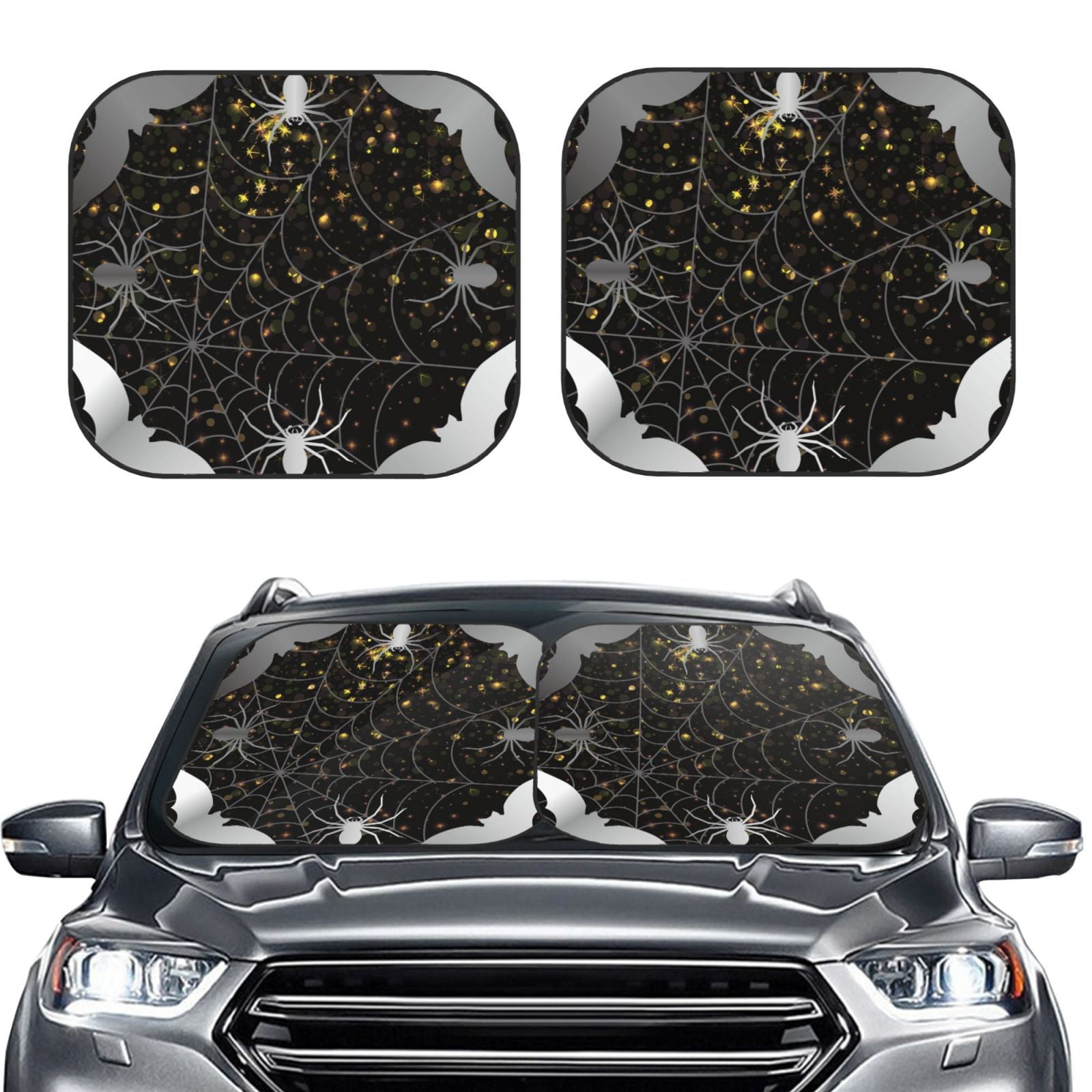 Kdxio Spiderweb Bats And A Spider Print 2-Piece Sun Shade Front ...