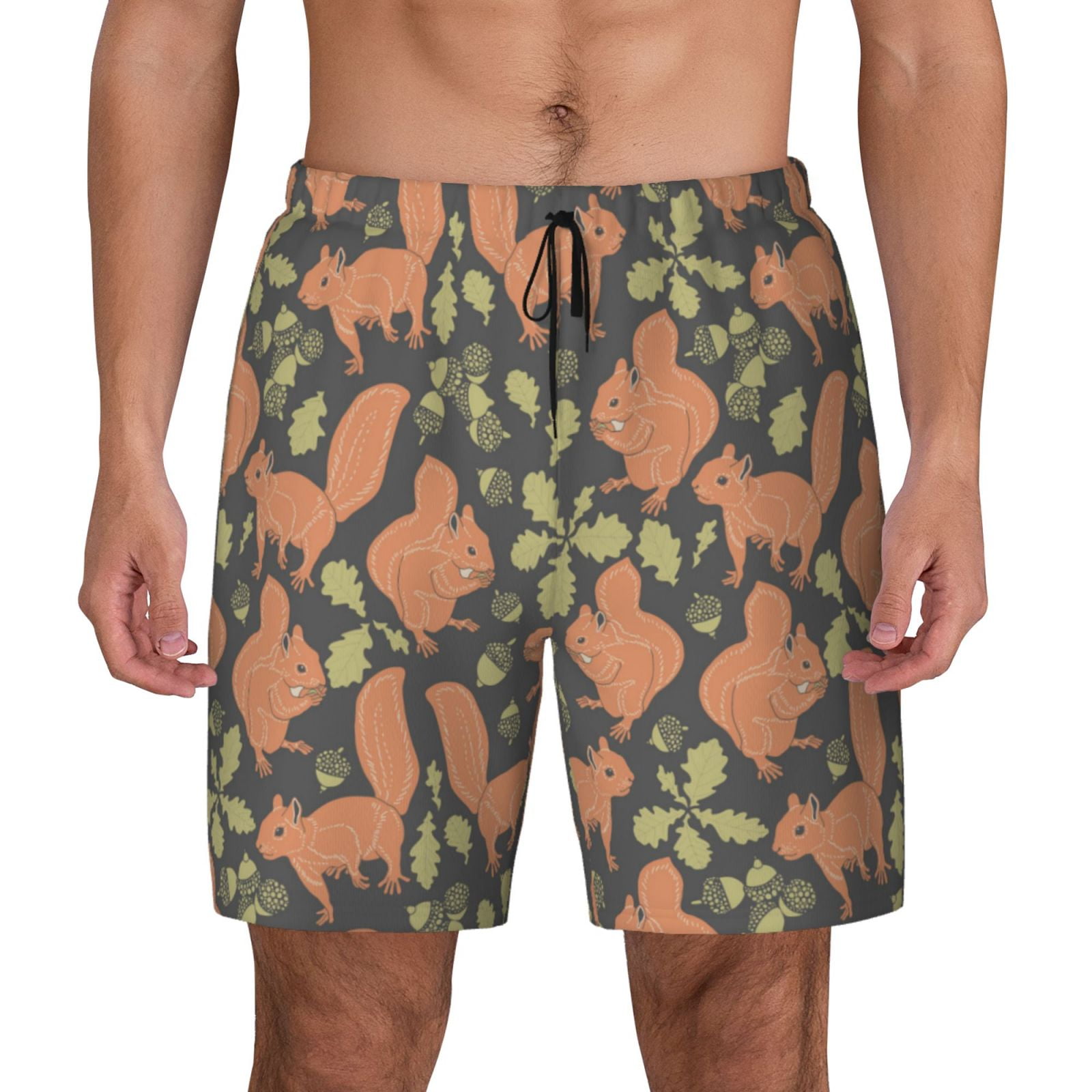 Kdxio Squirrel And Nuts Print Men's Swim Trunks with Compression Liner ...