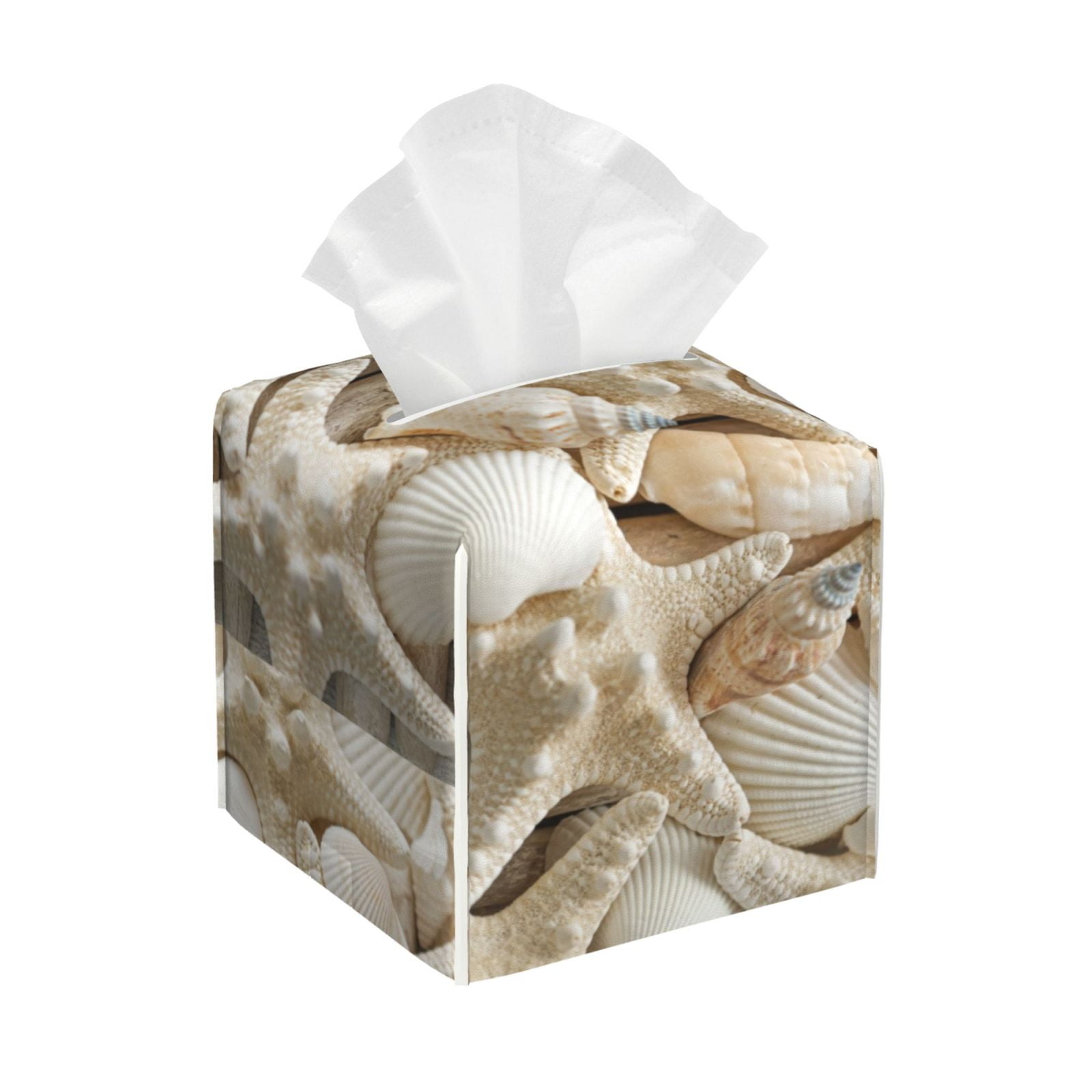 Kdxio Starfish and Sea Shells Print Tissue Box Cover,Square Decorative ...