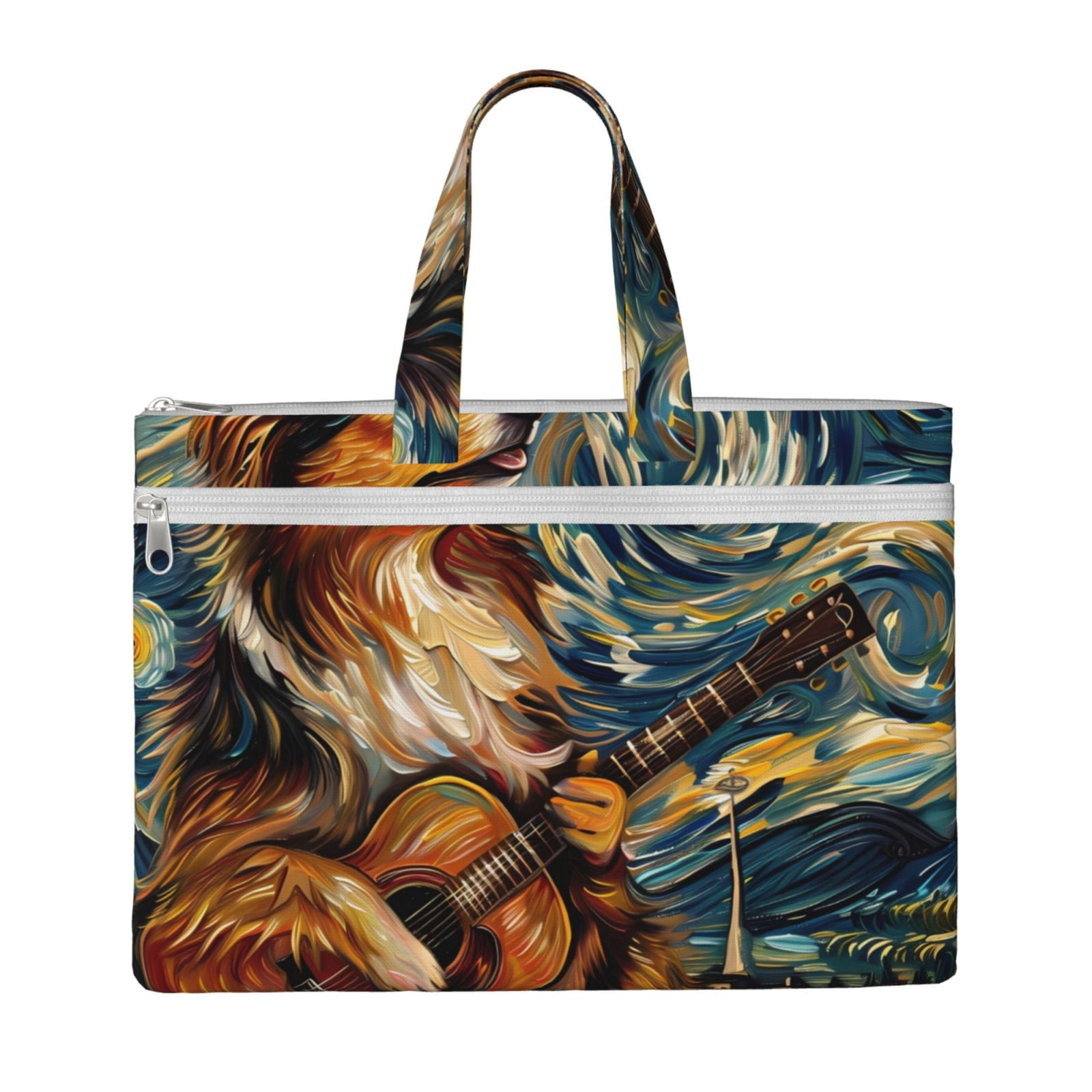Kdxio Starry Night Guitar Dog File Tote Document Bag Business Briefcase ...