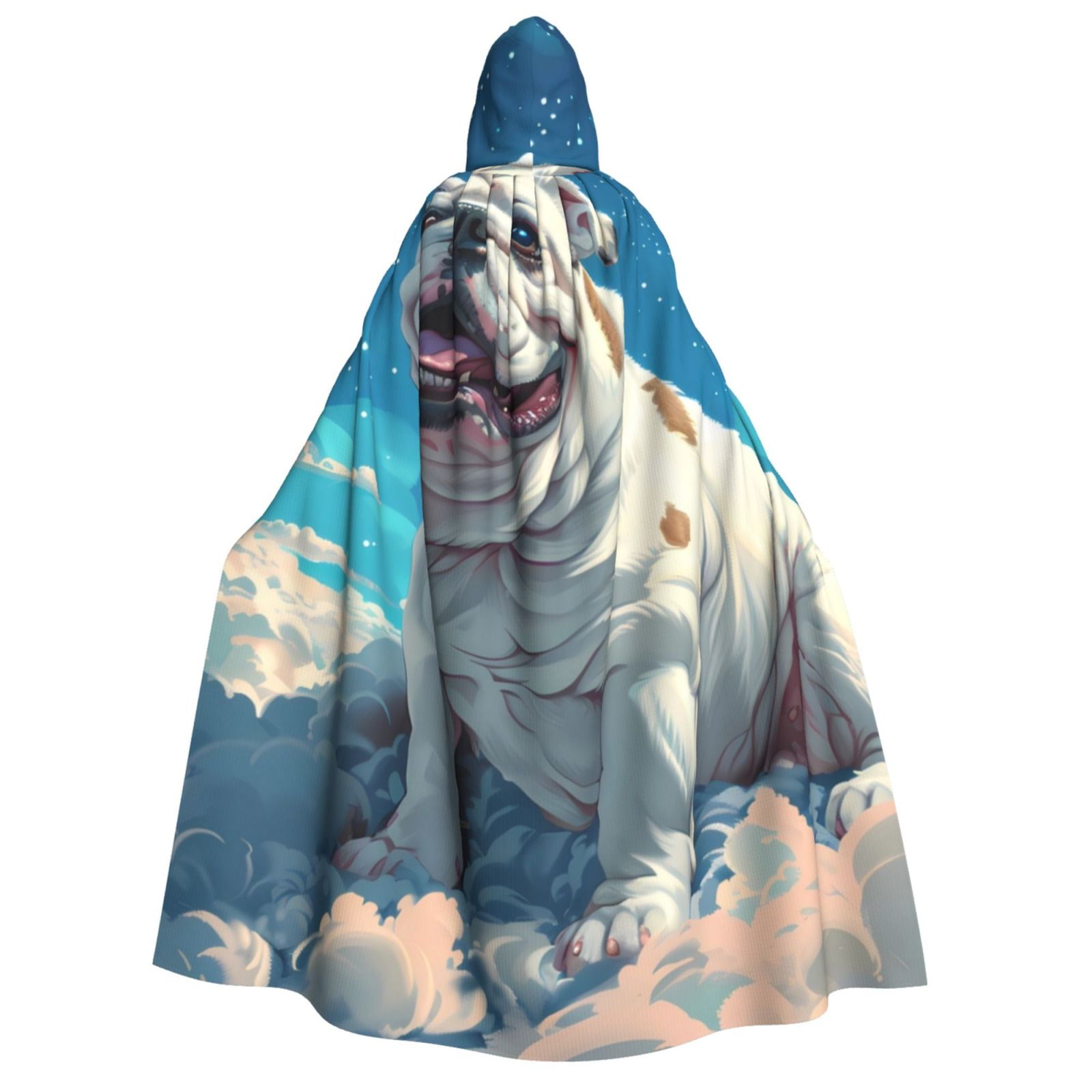 Kdxio Starry Sky Cloud Bulldog Print Hooded Cloak Unisex Cloak with ...