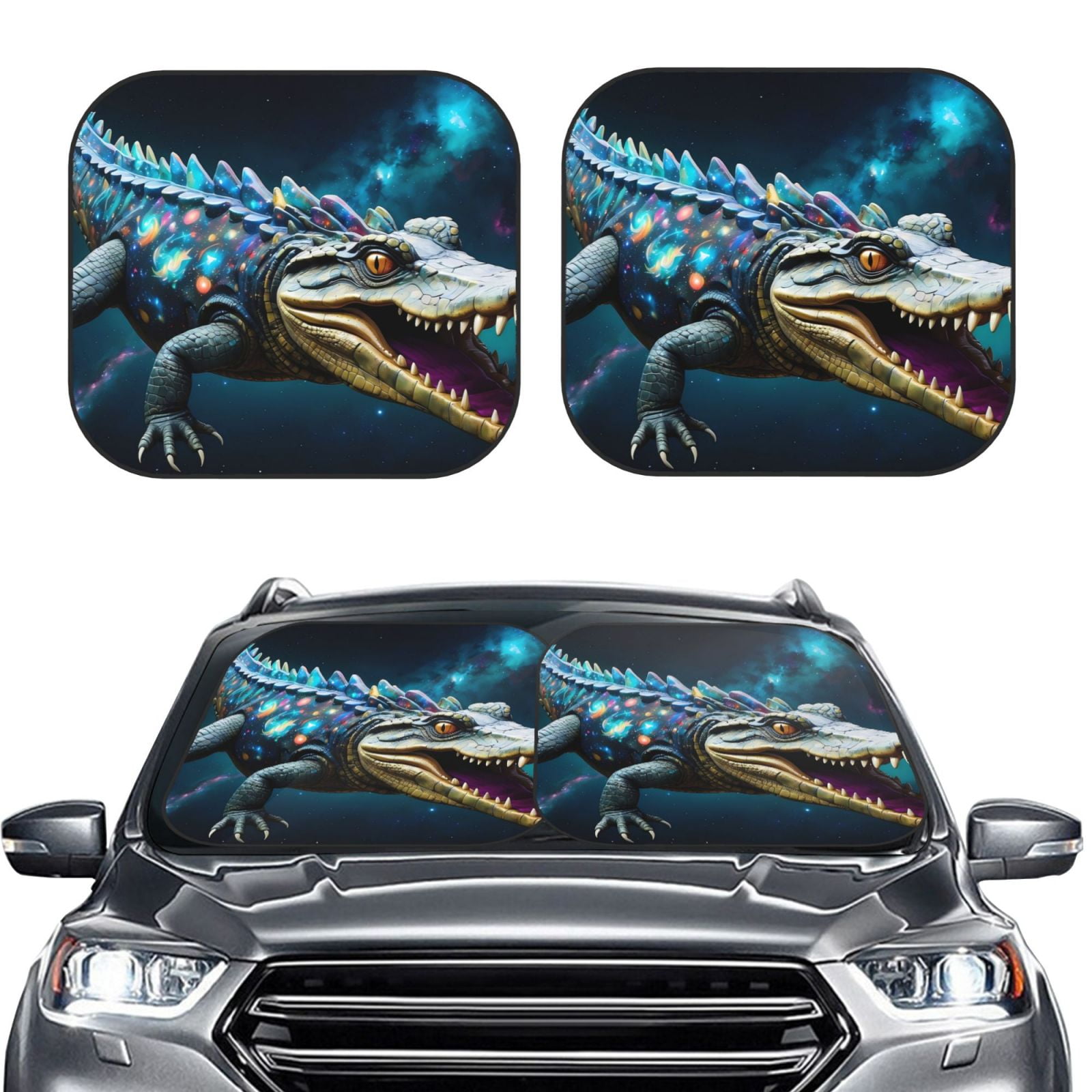 Kdxio Starry Sky Colorful Crocodile Print 2-Piece Sun Shade Front ...