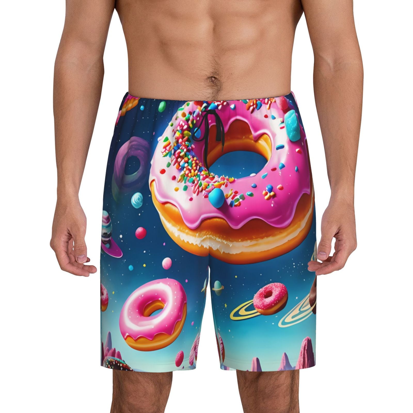 Kdxio Starry Sky Colorful Donut Print Mens Sleep Shorts Bottoms Soft ...