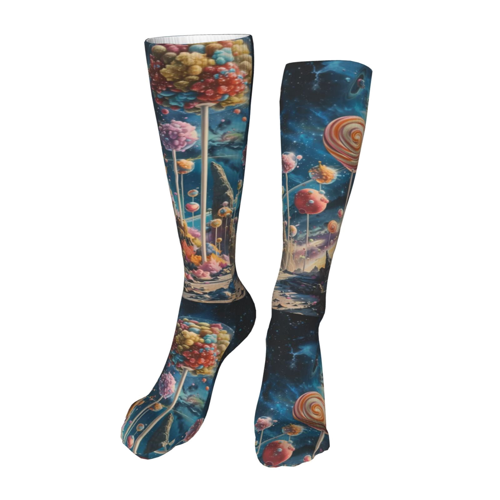 Kdxio Starry Sky Planet Lollipop Funny Silky Novelty Funky Long Knee ...