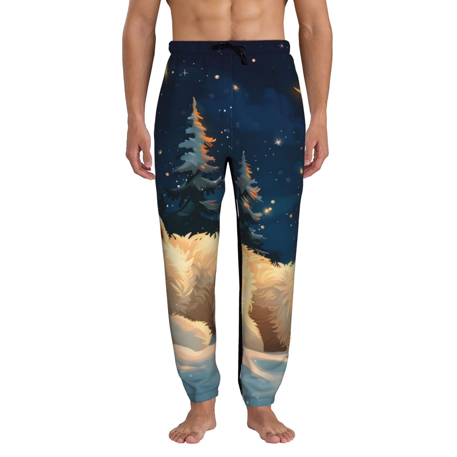 Kdxio Starry Sky Sleep White Bear Pattern Joggers,Sweatpants for Men ...