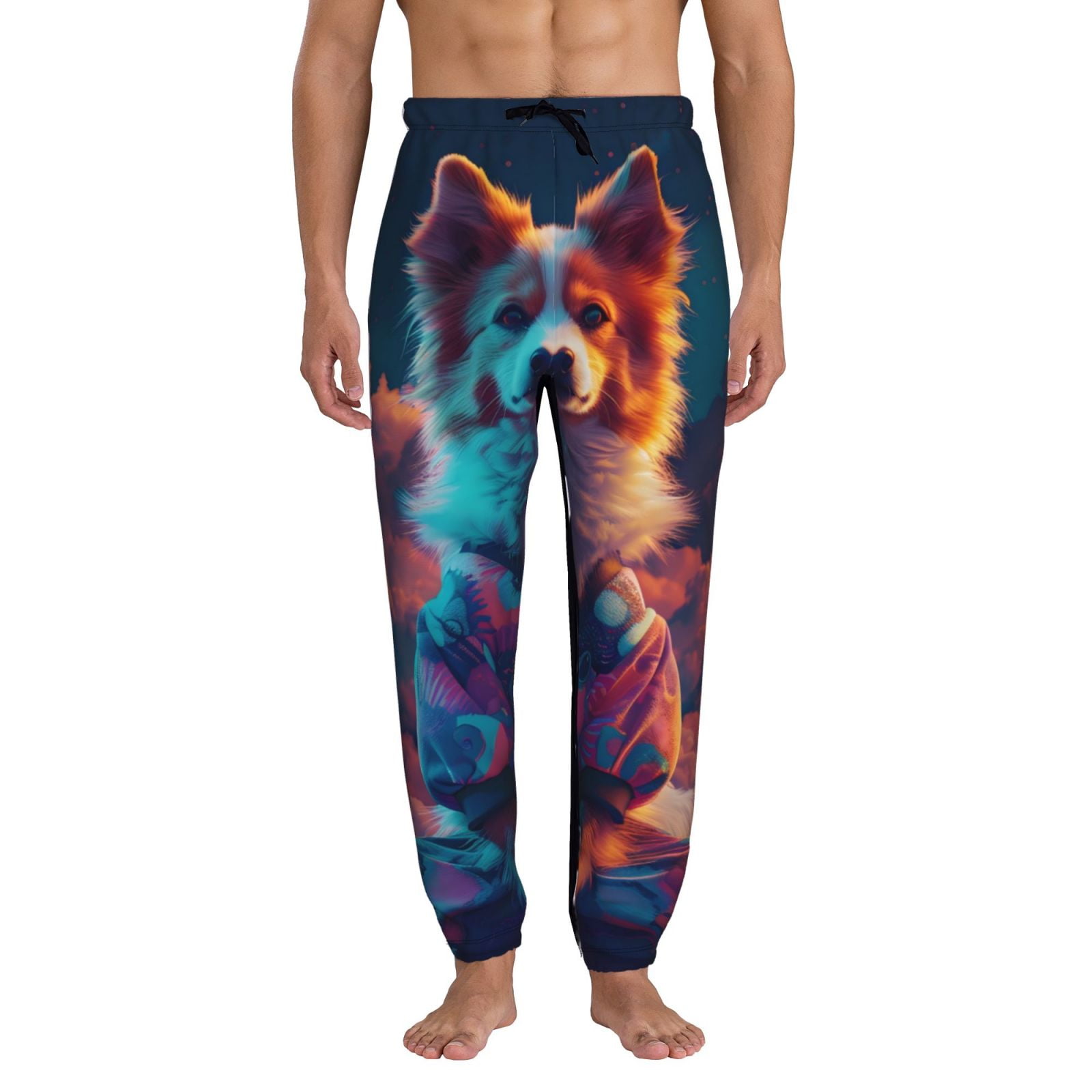 Kdxio Starry Sky White Cloud Puppy Pattern Joggers,Sweatpants for Men ...