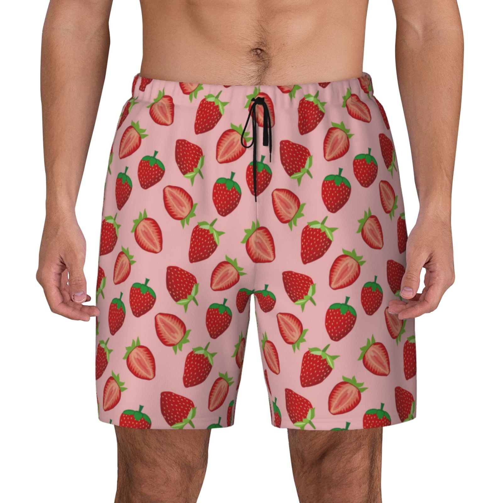 Kdxio Strawberries Print Men's Swim Trunks with Compression Liner 7 ...