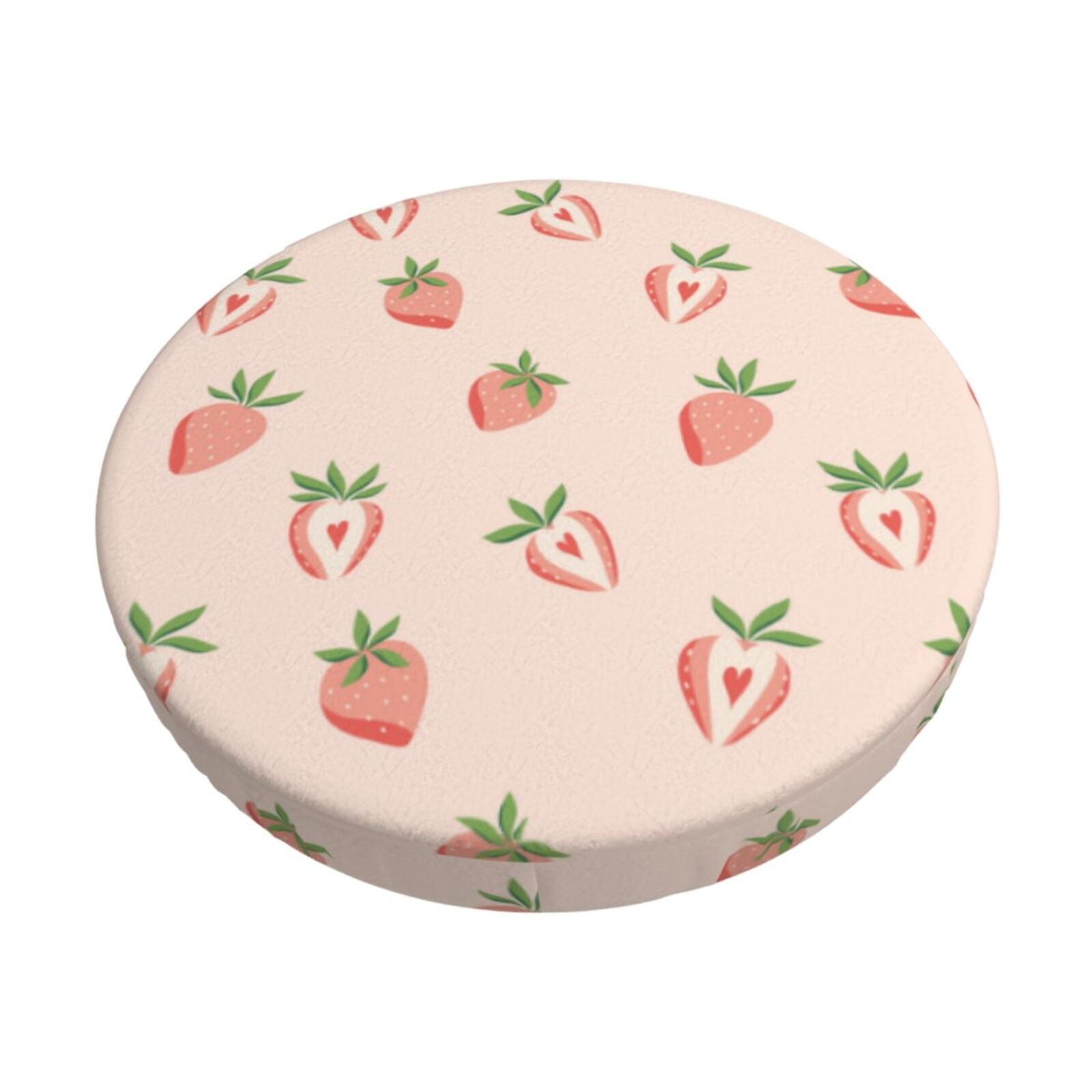 Kdxio Strawberries Print Stool Covers Round,Stretch Round Bar Stool ...