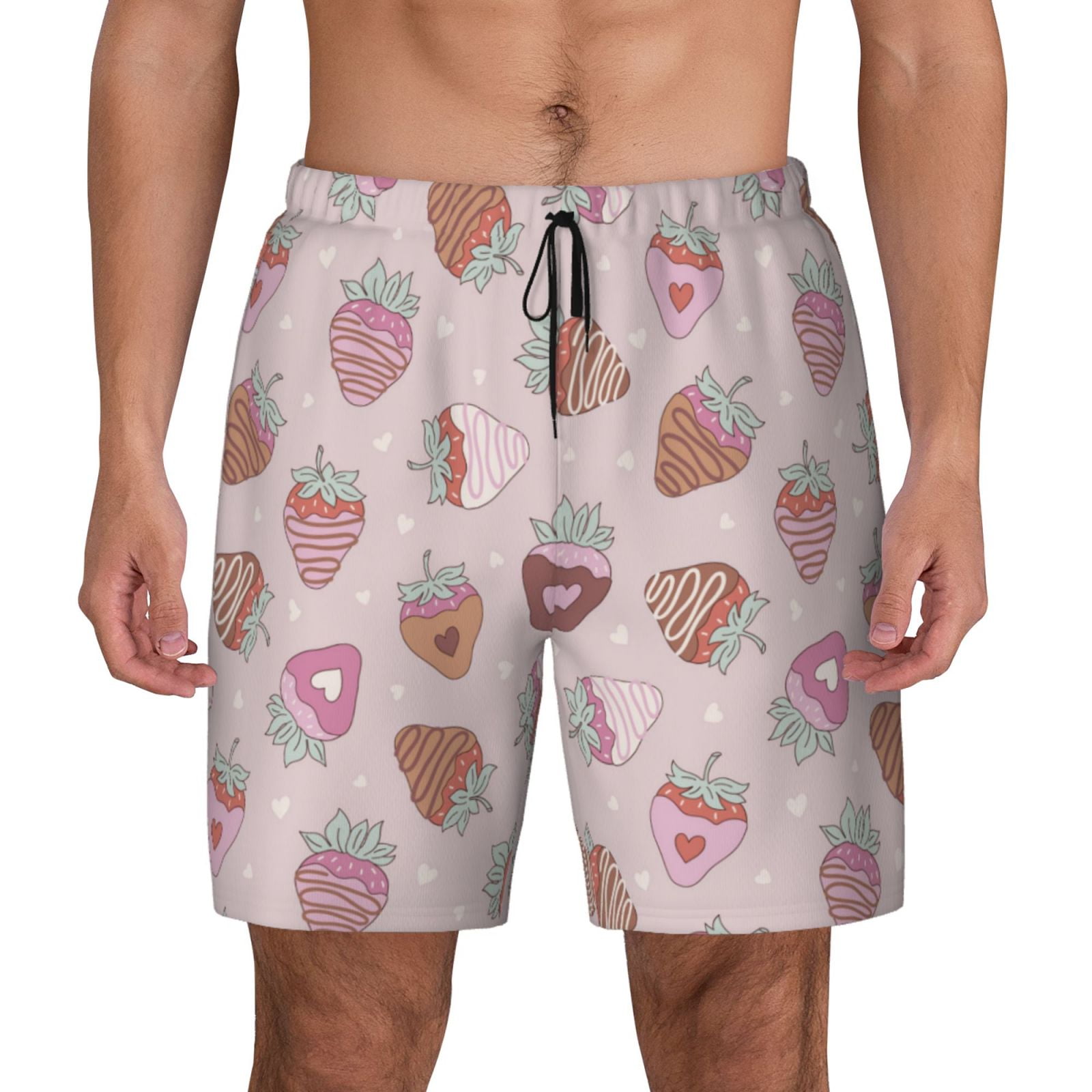 Kdxio Strawberry Cake Print Men's Swim Trunks with Compression Liner 7 ...