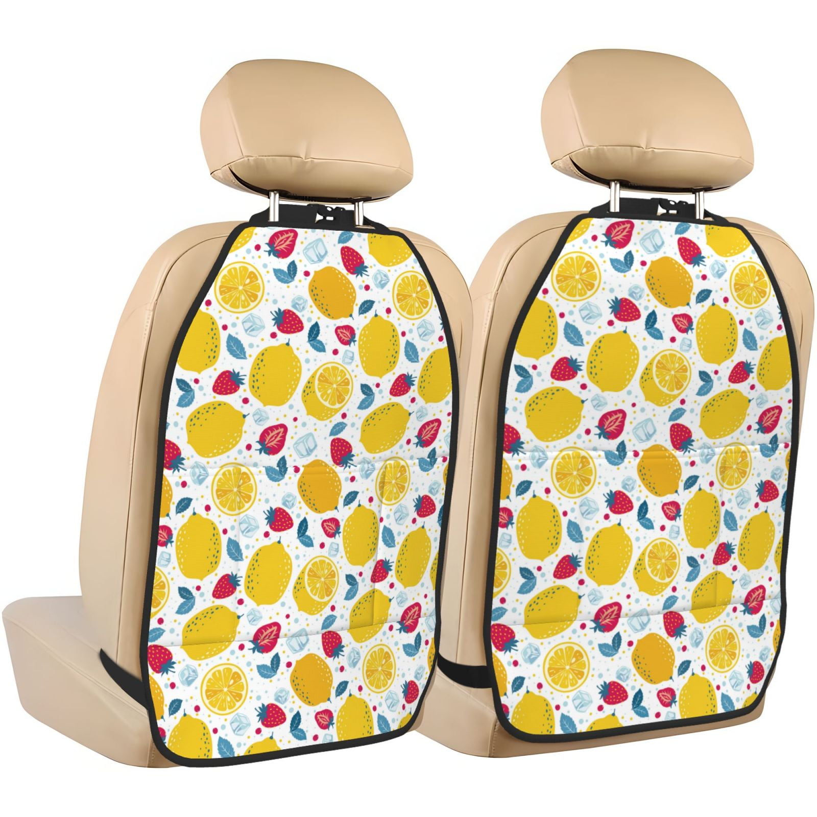 Kdxio Strawberry Lemon Print 2 Pack Car Kick Mat Seat Cover Back ...