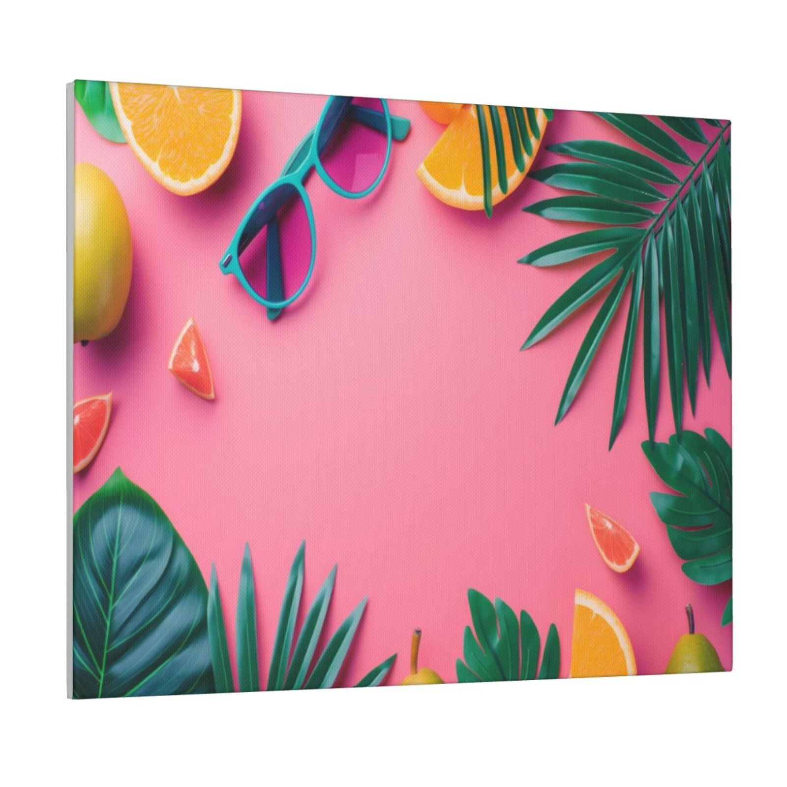 Kdxio Summer Fruits And Sunglasses Pattern Canvas Wall Art for Living ...