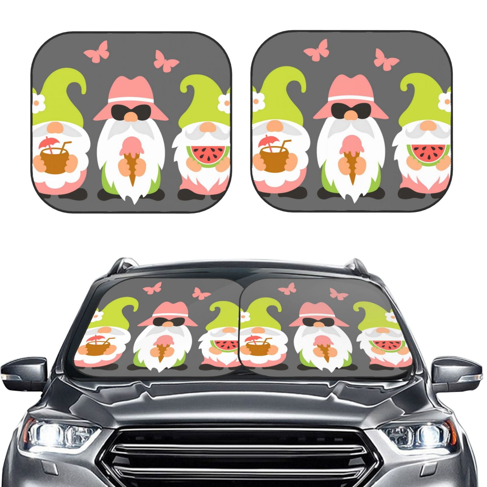Kdxio Summer Gnome 1 Print 2-Piece Sun Shade Front Windshield ...