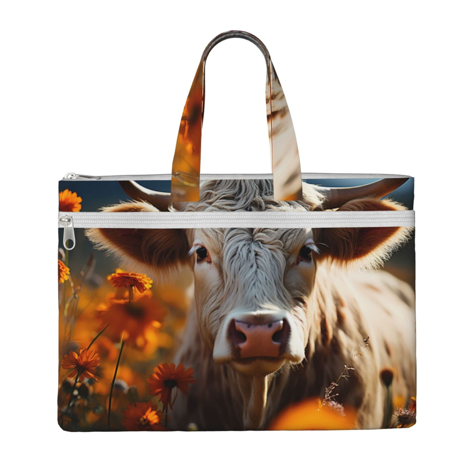 Kdxio Sunflower Cow In Flower Field File Tote Document Bag Business ...