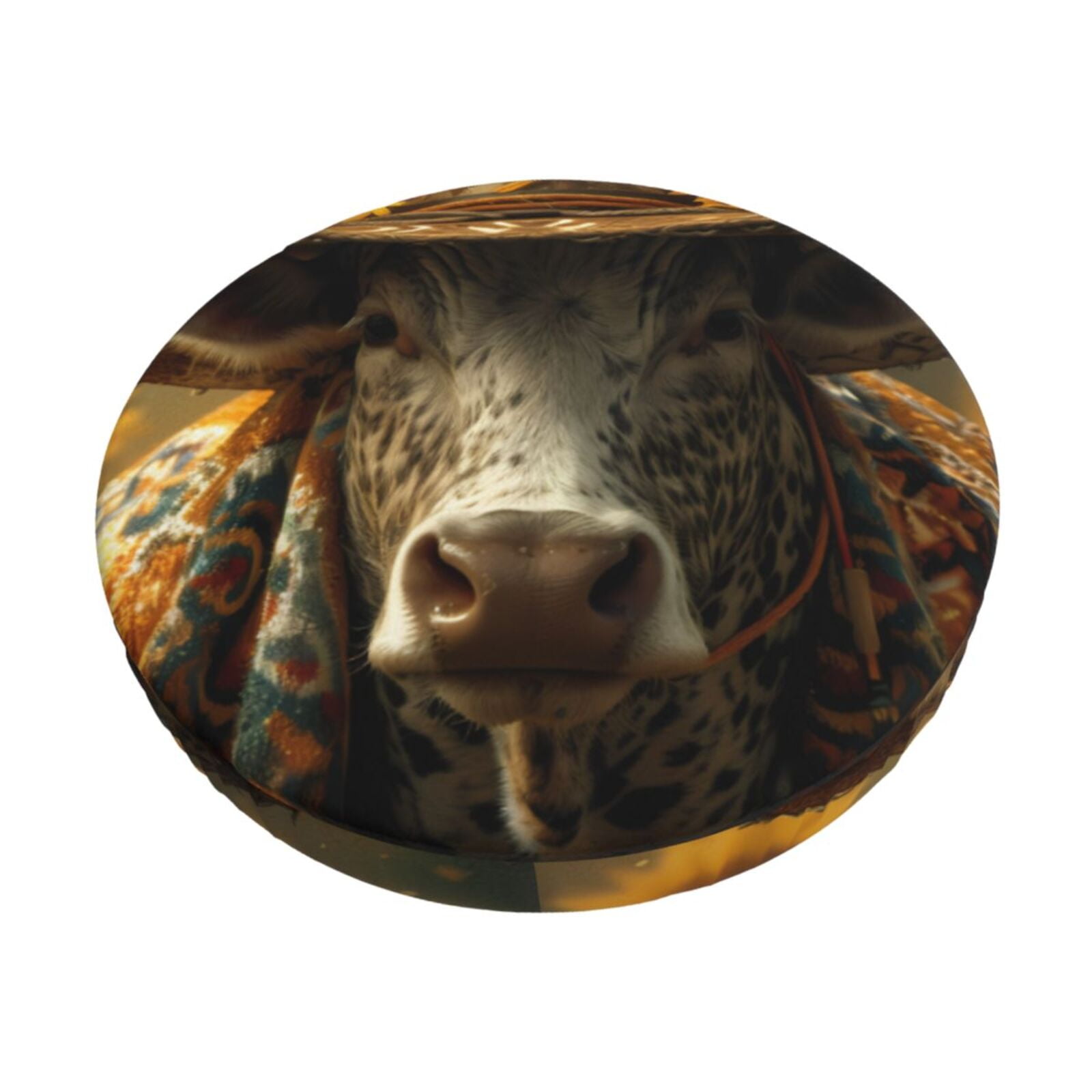 Kdxio Sunflower Cowboy Hat Cow Print Stool Covers Round,Stretch Round ...