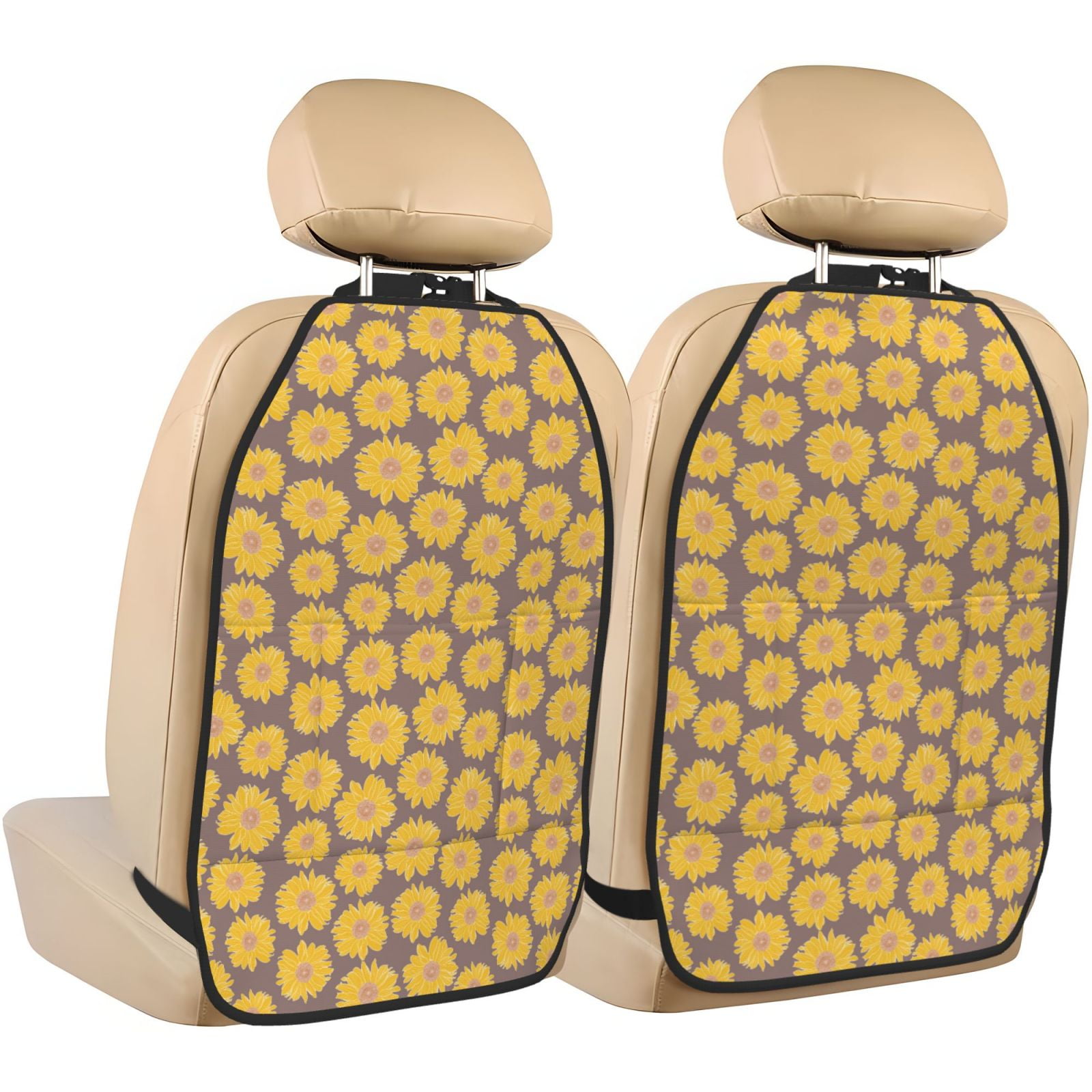 Kdxio Sunflower Print 2 Pack Car Kick Mat Seat Cover Back Protector Mat ...
