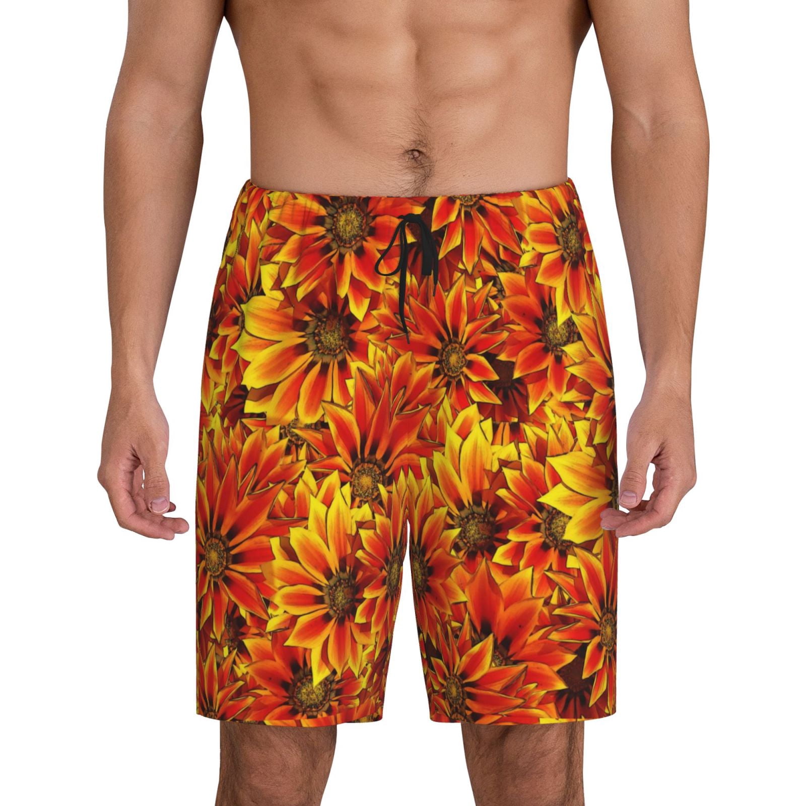 Kdxio Sunflower Print Mens Sleep Shorts Bottoms Soft Comfy Pajama Wear ...