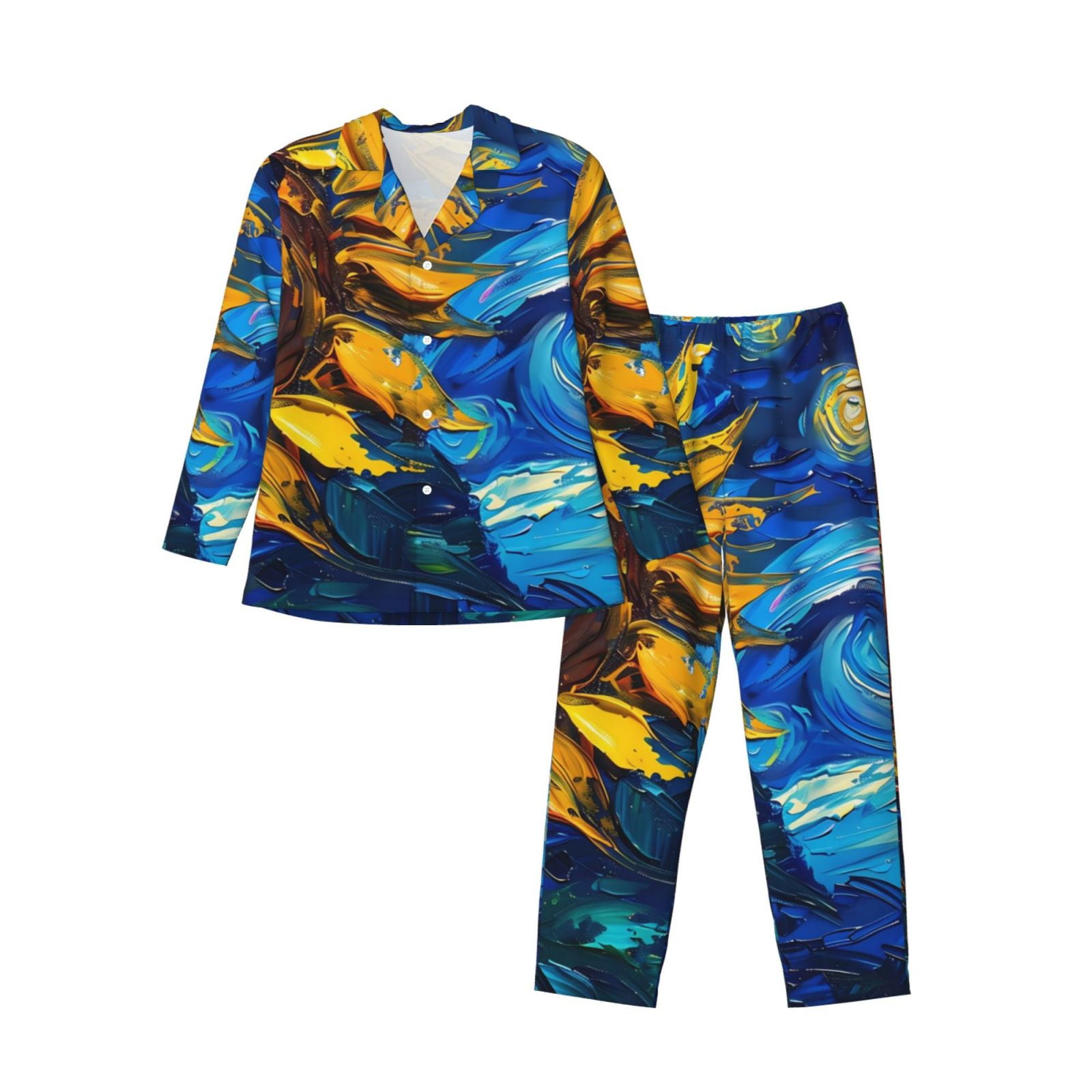 Kdxio Sunflower Starry Night Vibes Men’s Pajama Set Pajamas For Men 2 ...