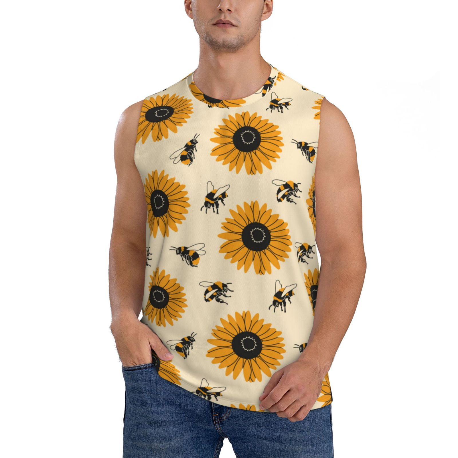Kdxio Sunflowers And Bee for Men's Muscle T-shirt,Sleeveless for ...