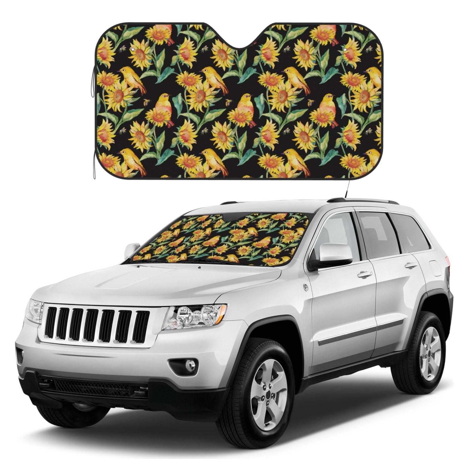 Kdxio Sunflowers And Bird Print Windshield Sun Shade, Foldable Sun ...
