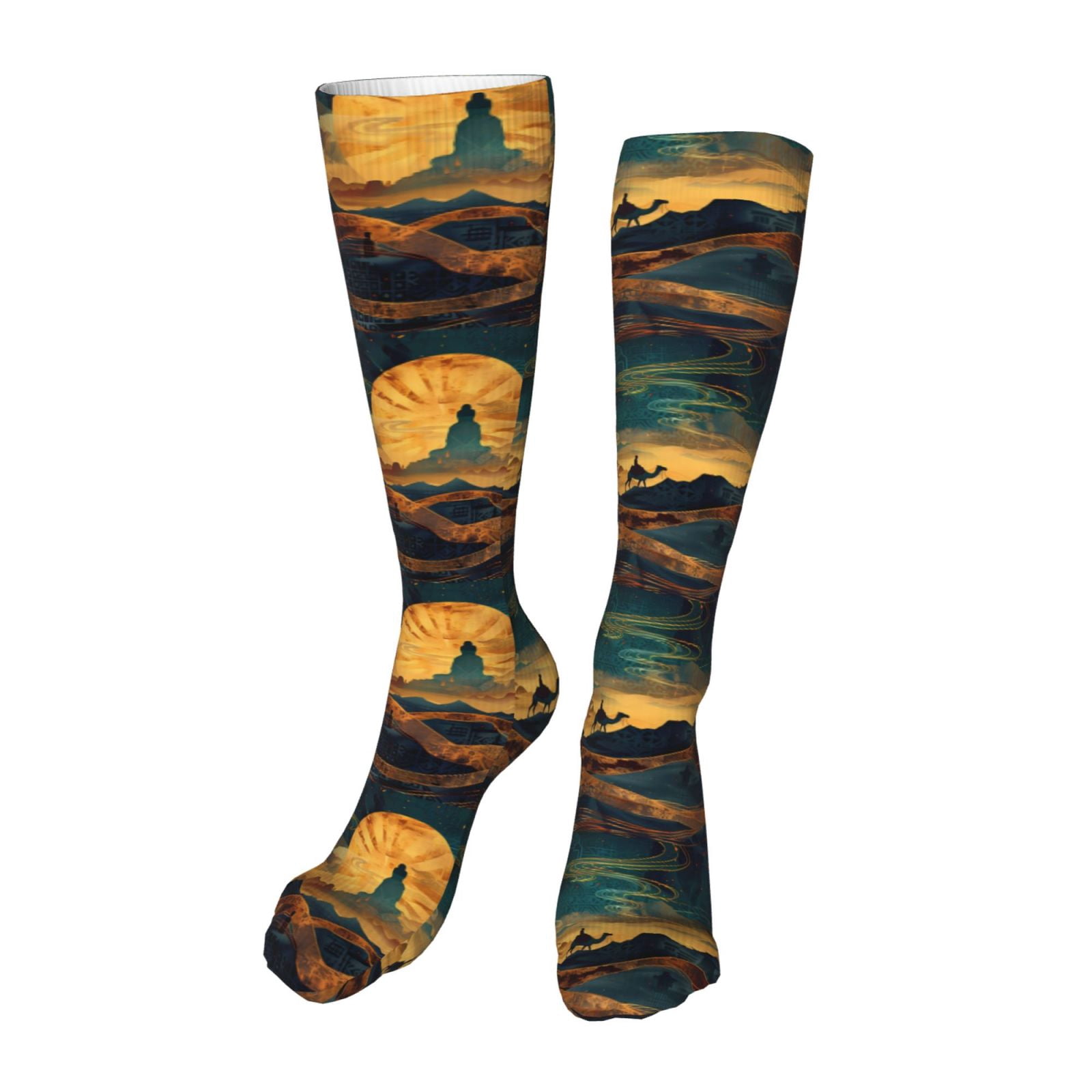 Kdxio Sunset Desert Journey Funny Silky Novelty Funky Long Knee High ...