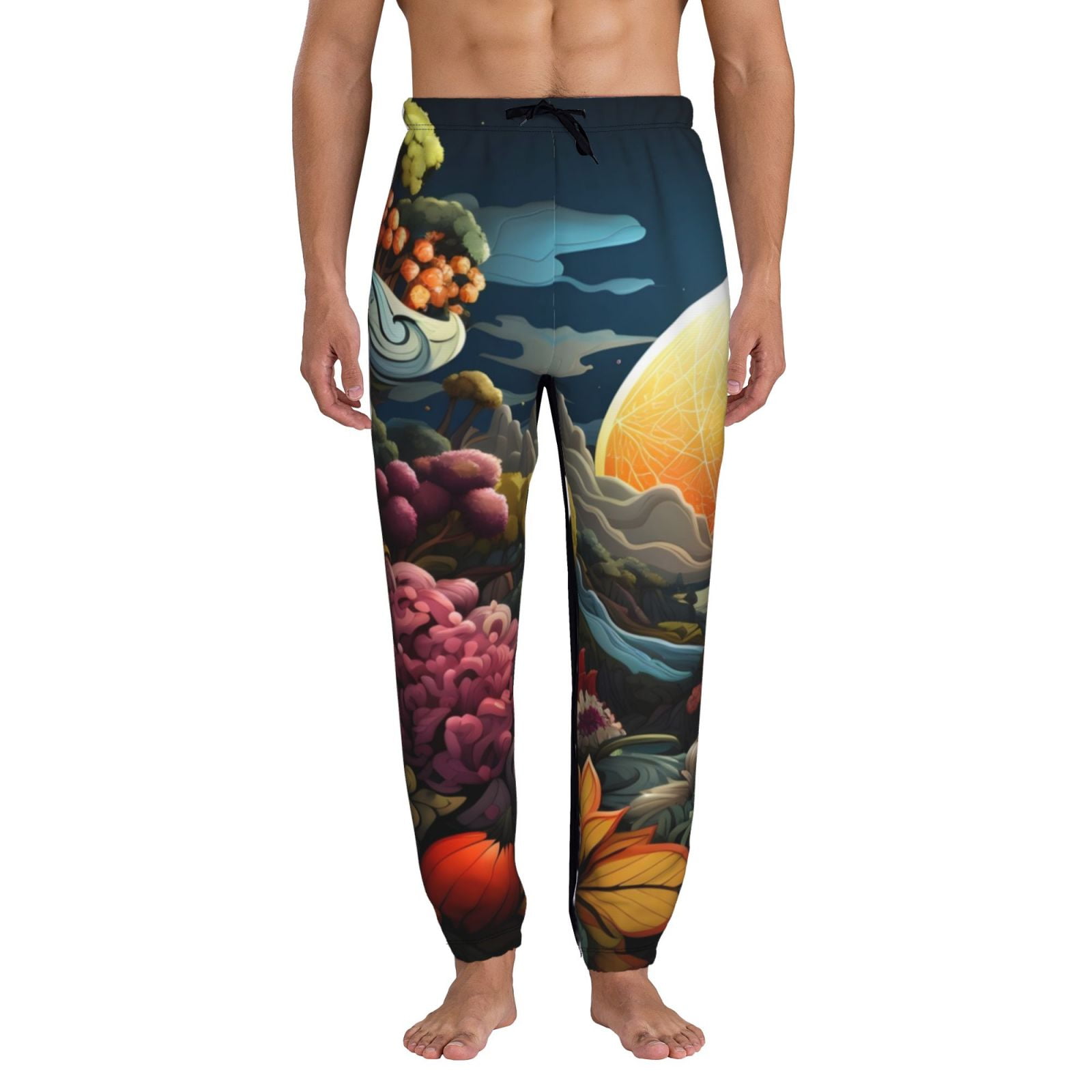 Kdxio Sunset Floral Fantasy Landscape Pattern Joggers,Sweatpants for ...