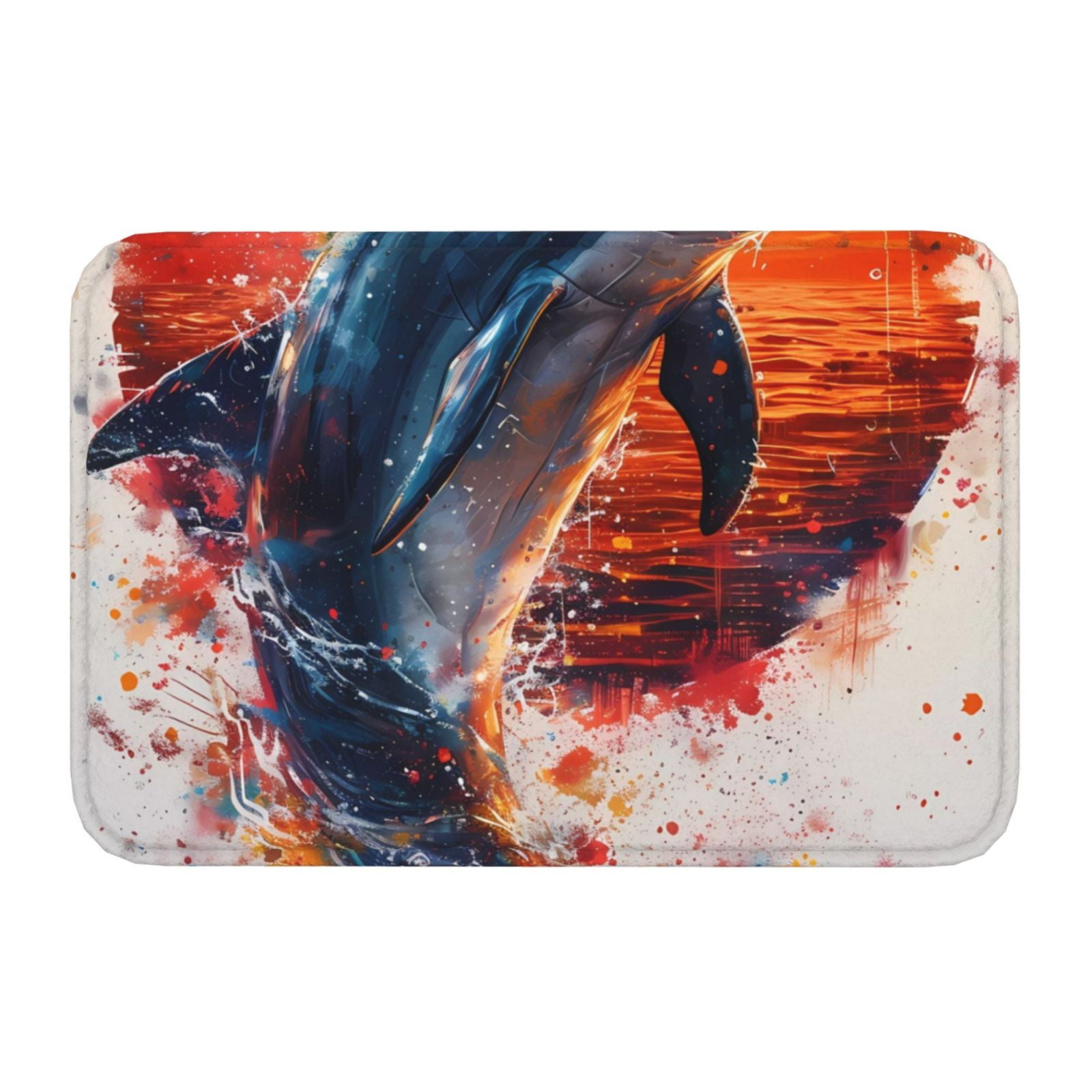 Kdxio Sunset Ocean Watercolor Dolphin,16" x 24", Non-Slip Front Door ...