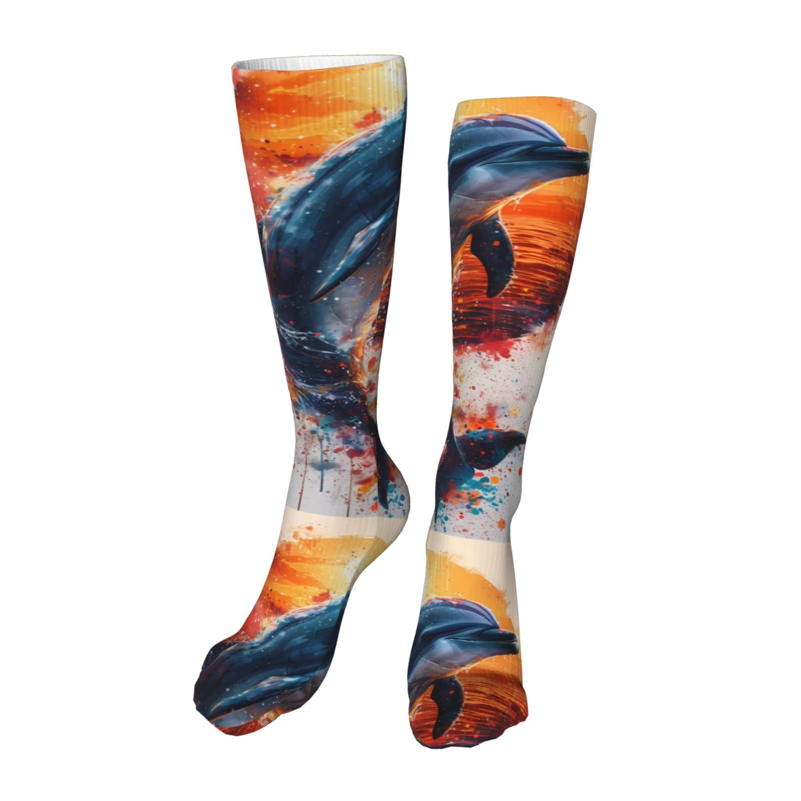 Kdxio Sunset Ocean Watercolor Dolphin Funny Silky Novelty Funky Long ...