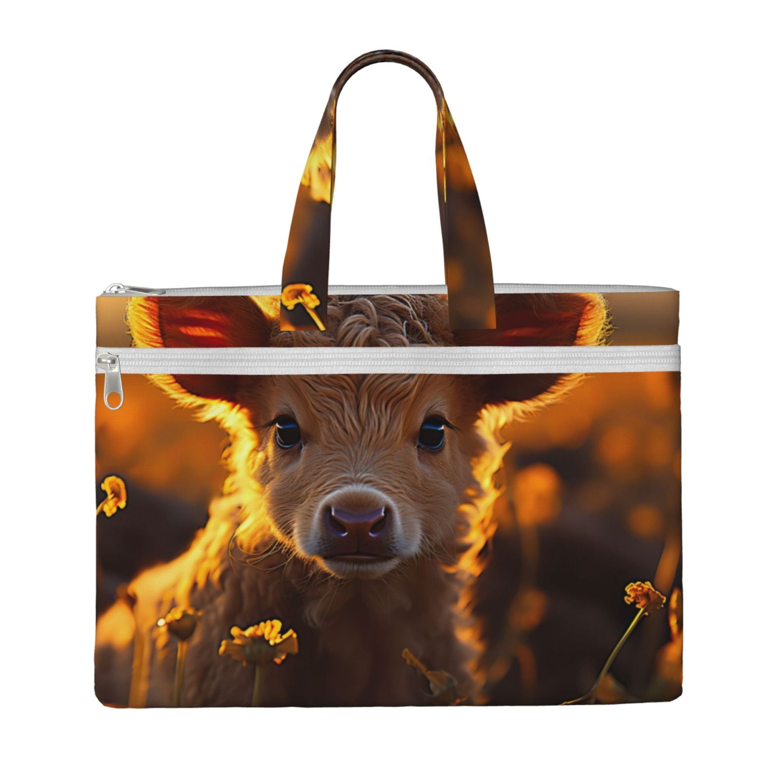 Kdxio Sunset Sunflower Cow File Tote Document Bag Business Briefcase ...