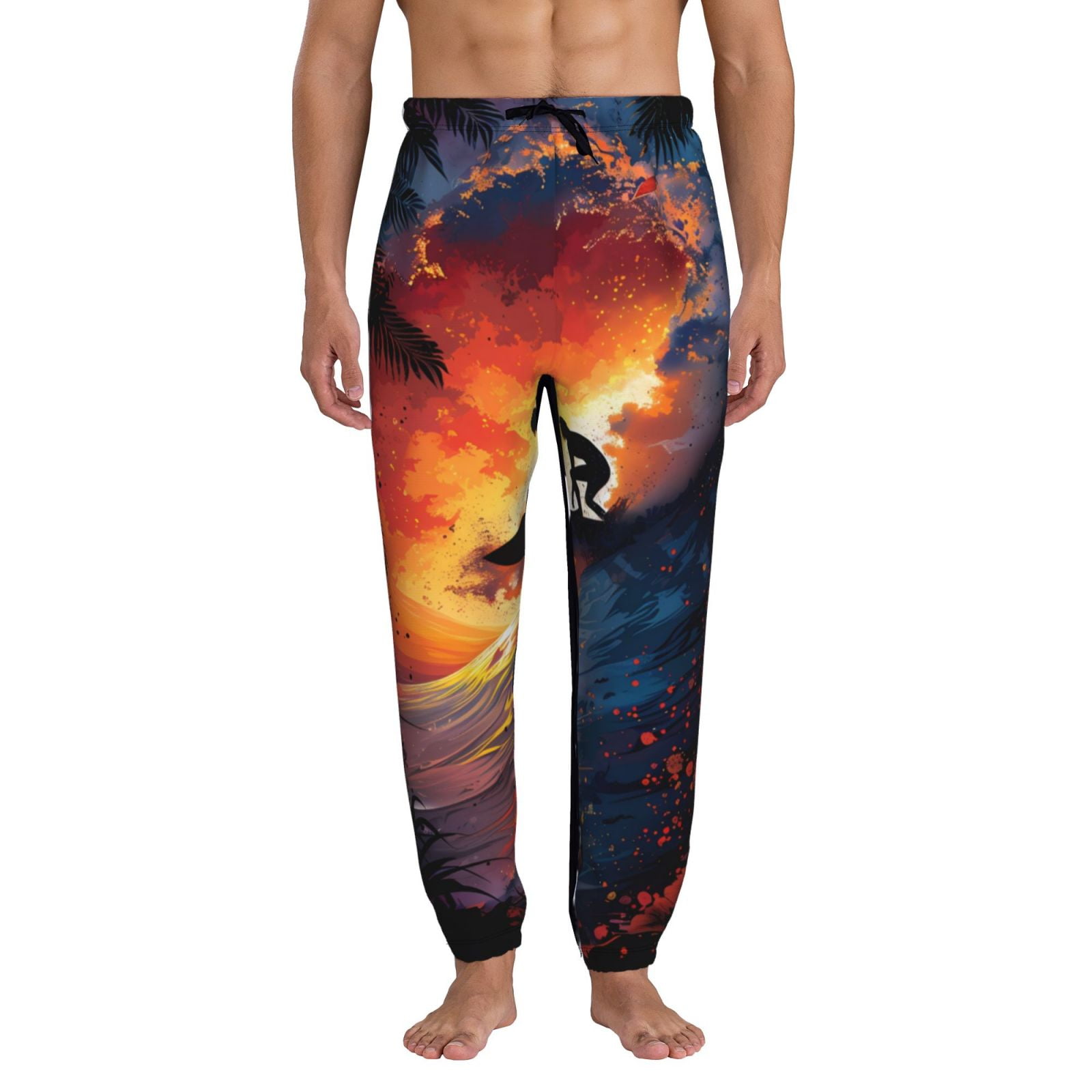 Kdxio Sunset Surfing Silhouette Pattern Joggers,Sweatpants for Men with ...