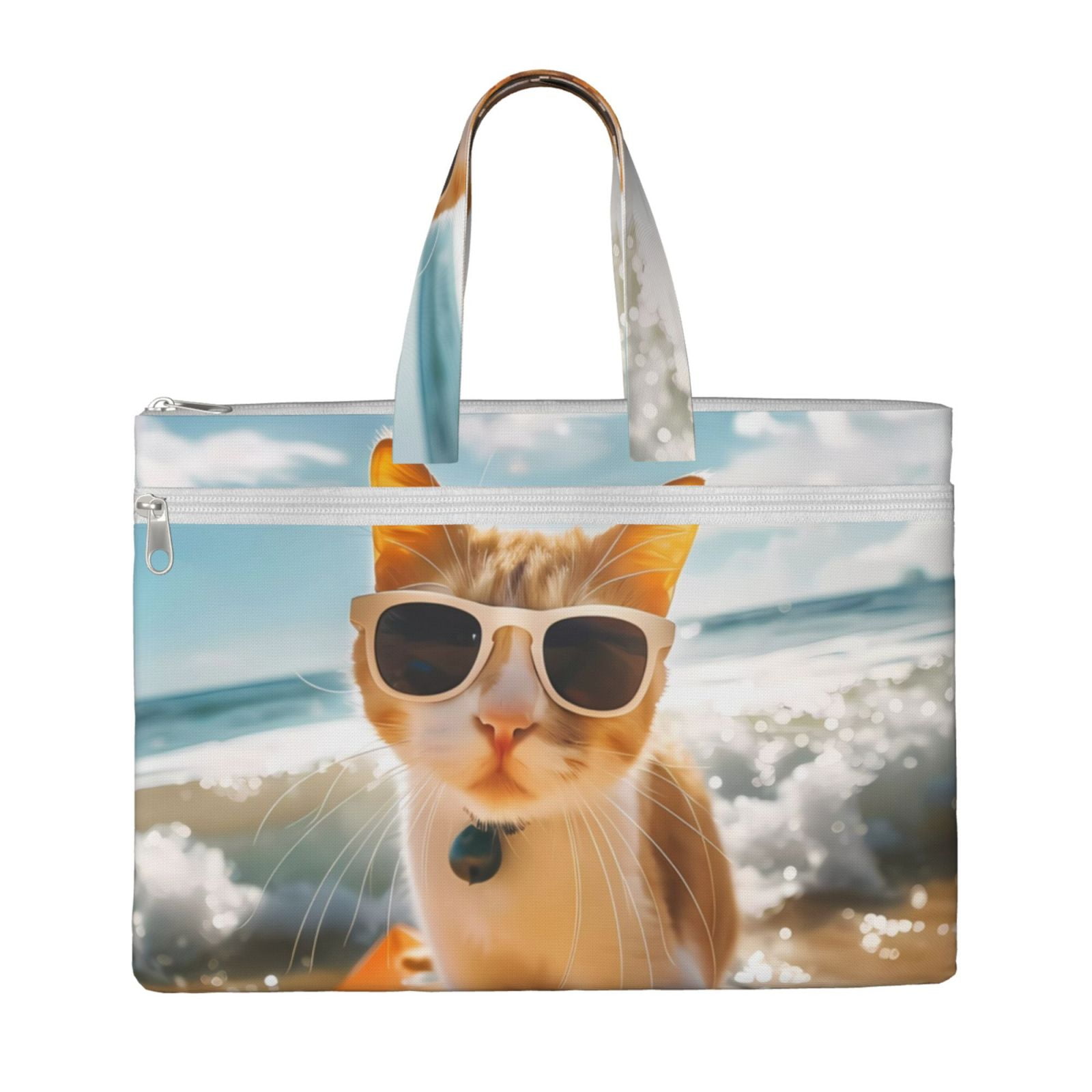 Kdxio Surfing Cat Sun File Tote Document Bag Business Briefcase Bag Document Organizer Tote ...