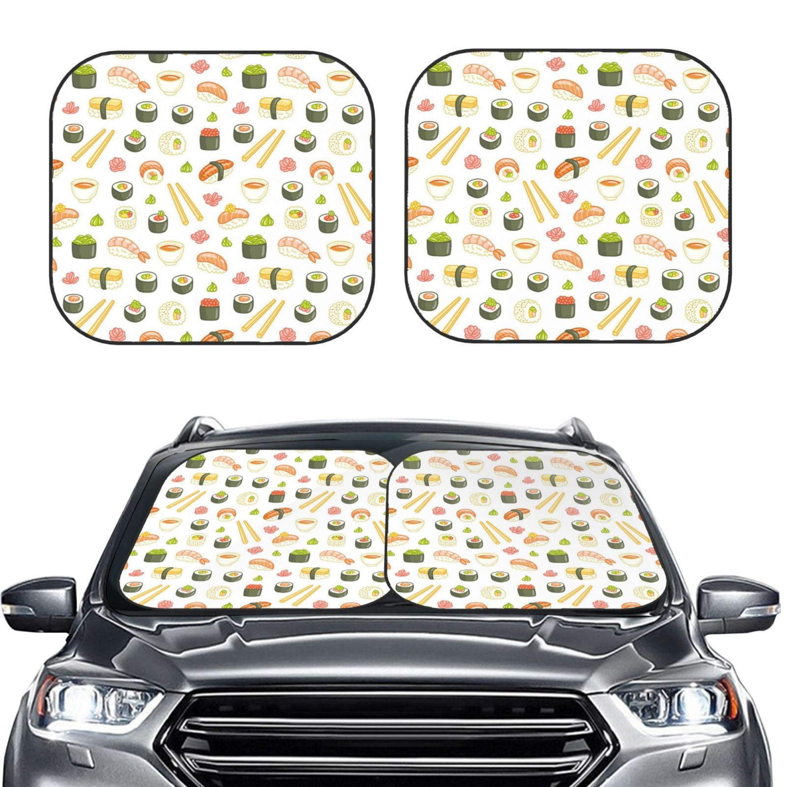 Kdxio Sushi And Rolls Print 2-Piece Sun Shade Front Windshield ...